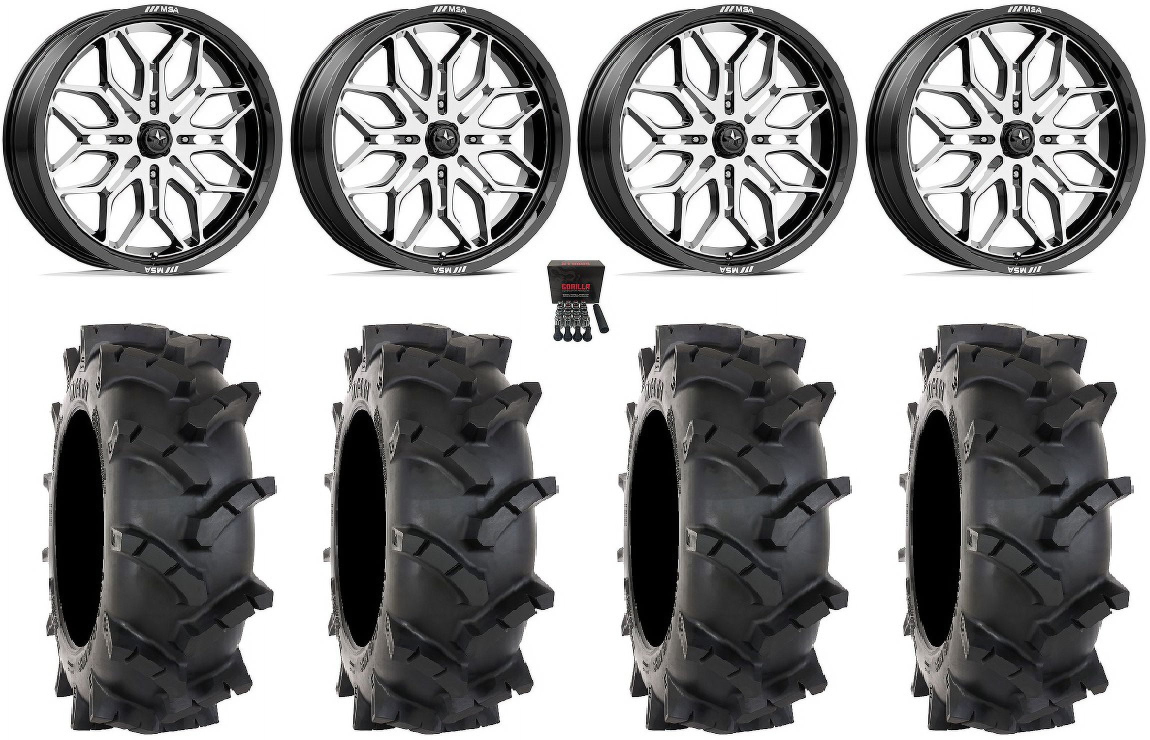 MSA Sniper 22" Wheels Machined 37" MT410 Tires Kawasaki Mule Pro FXT ...