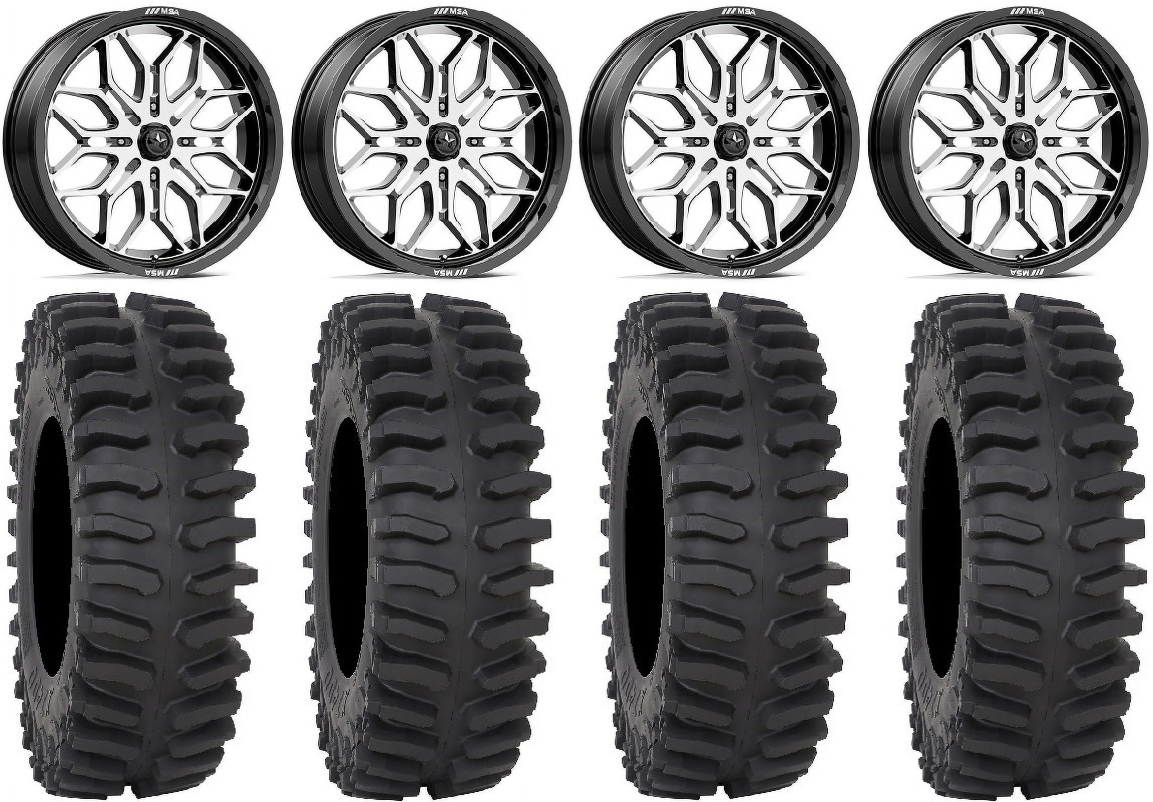 MSA Sniper 22" Wheels Machined 37" XT400 Tires Sportsman RZR Ranger ...