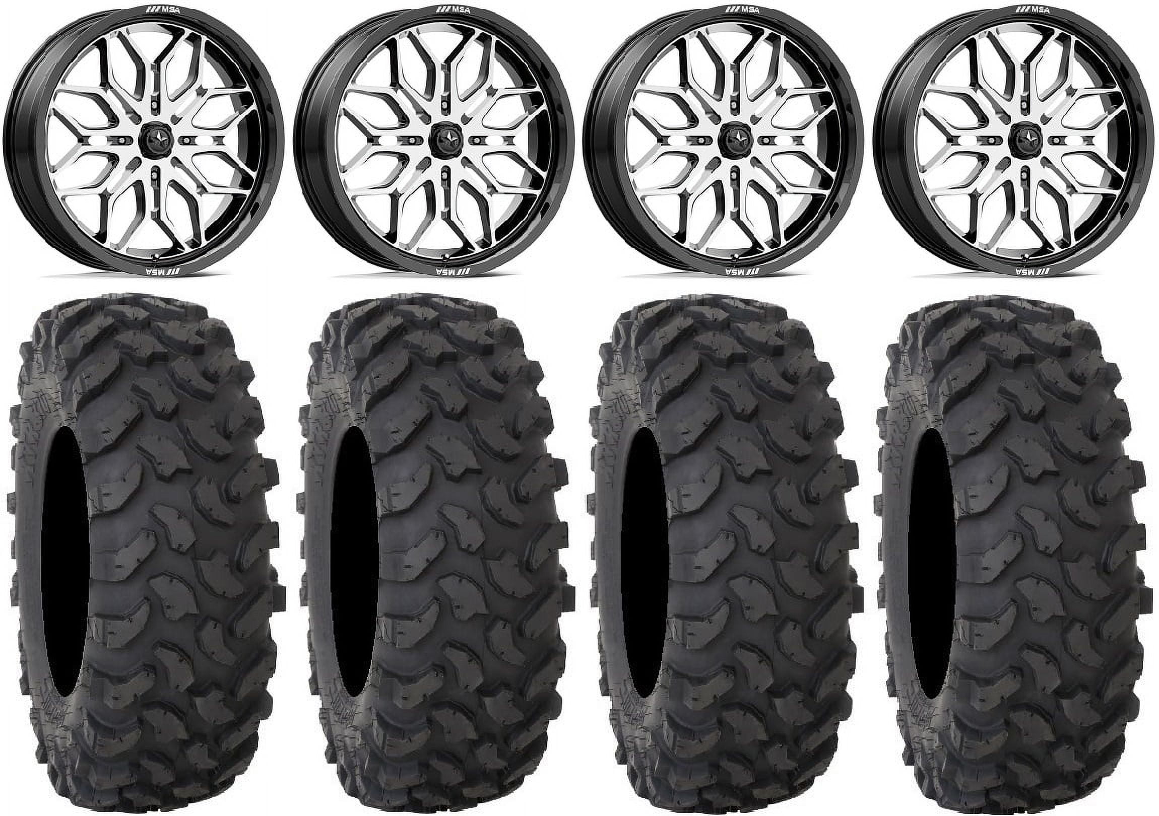 MSA Sniper 22" Wheels Machined 37" XTR370 Tires Sportsman RZR Ranger ...