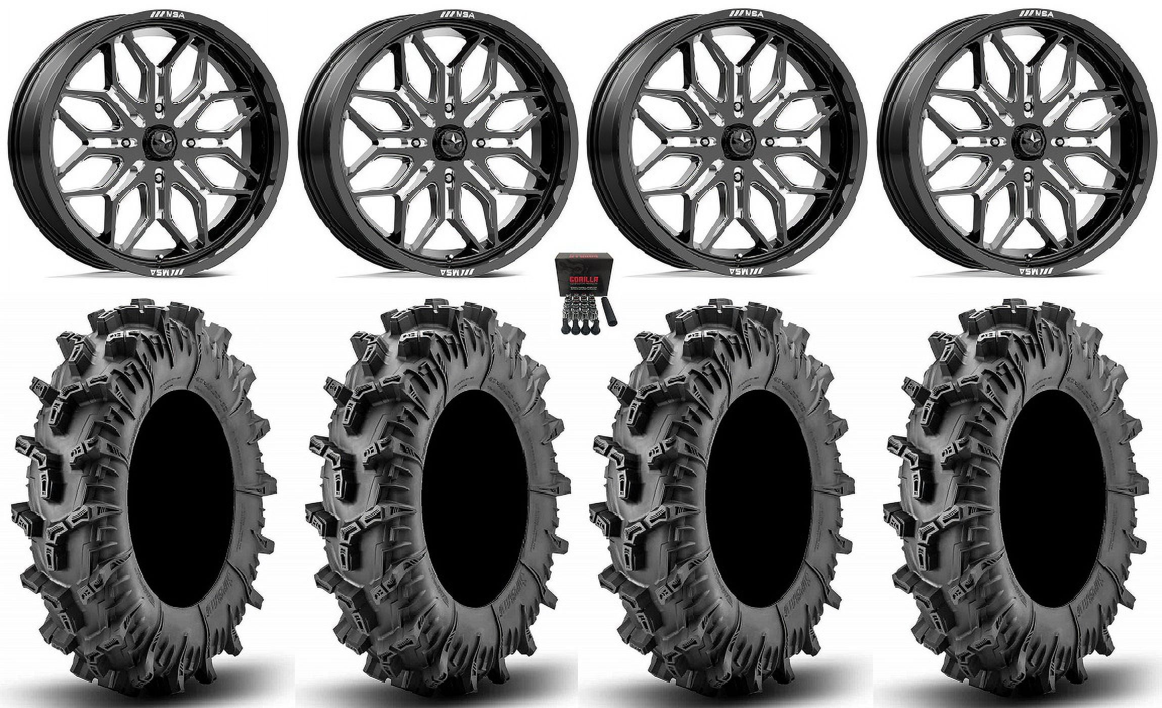 MSA Sniper 22" Wheels Milled 42" Terminator Max Tires Can-Am Commander ...