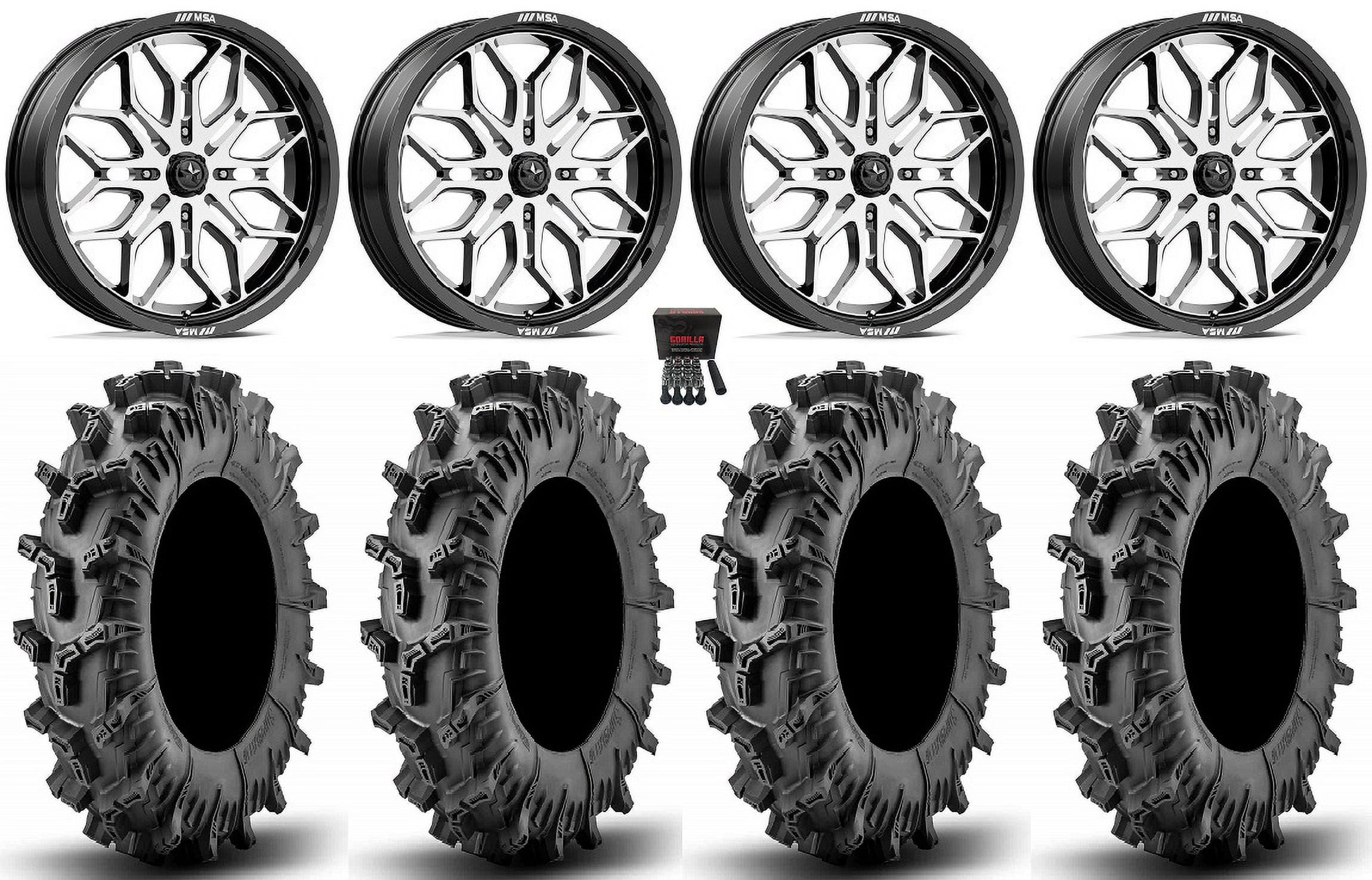 MSA Sniper 24" Wheels Gunmetal 38" Terminator Max Tires Sportsman RZR ...
