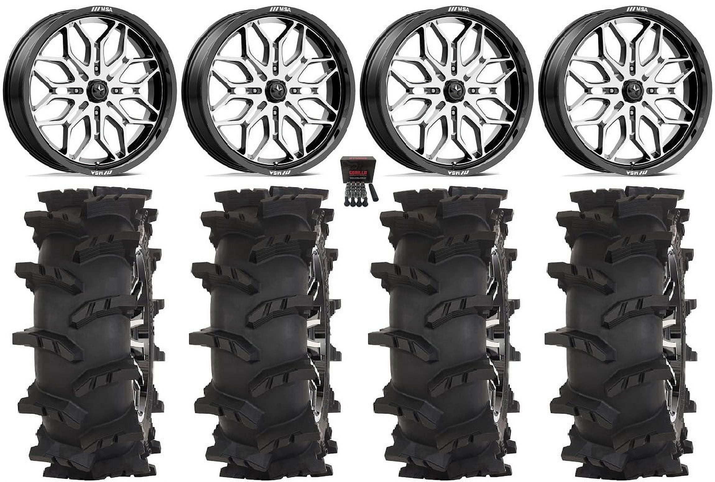 MSA Sniper 24" Wheels Gunmetal 44" Outlaw Max Tires Sportsman RZR ...