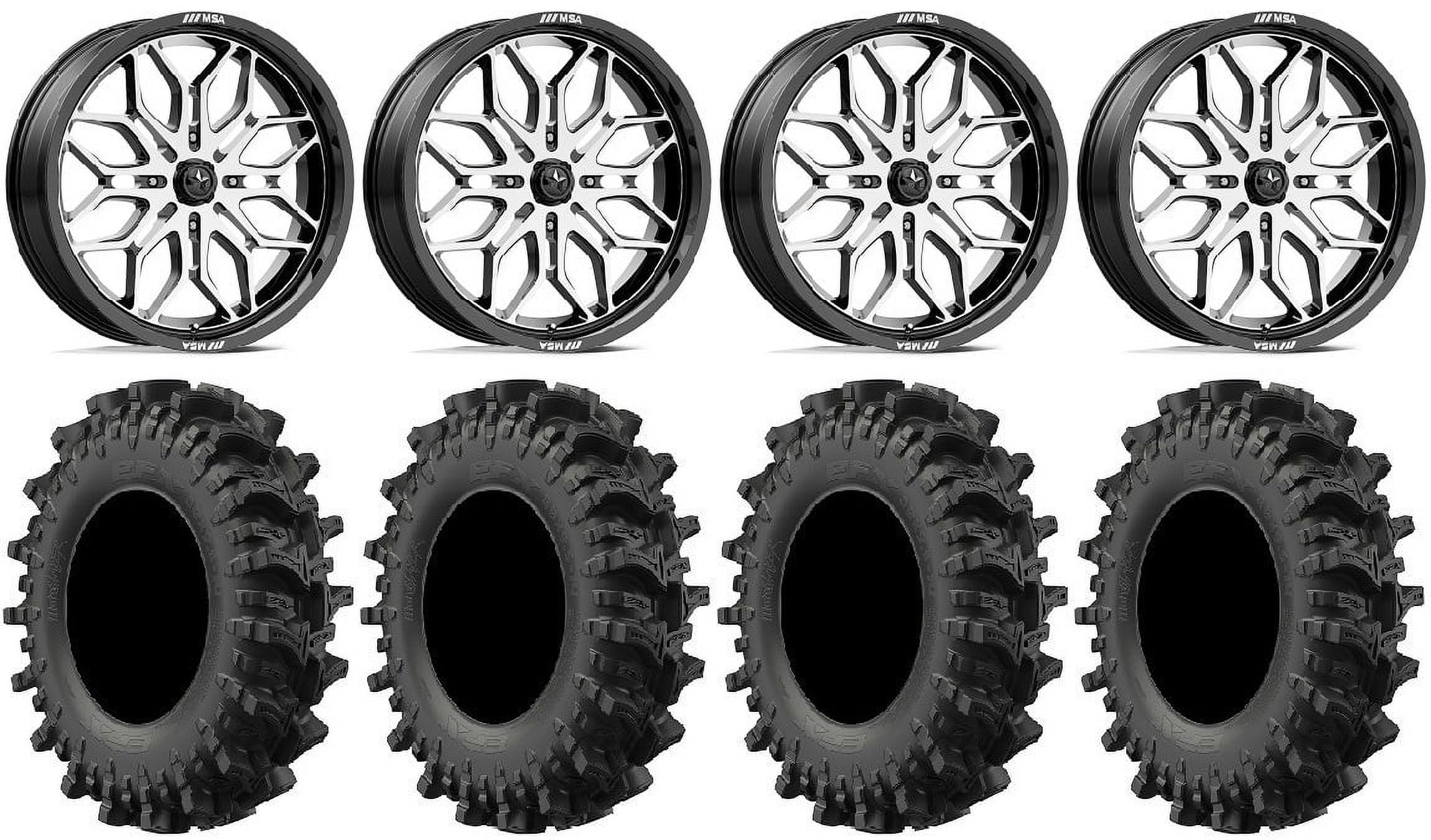 MSA Sniper 24" Wheels Gunmetal 45" MotoSlayer Tires Can-Am Maverick X3 ...