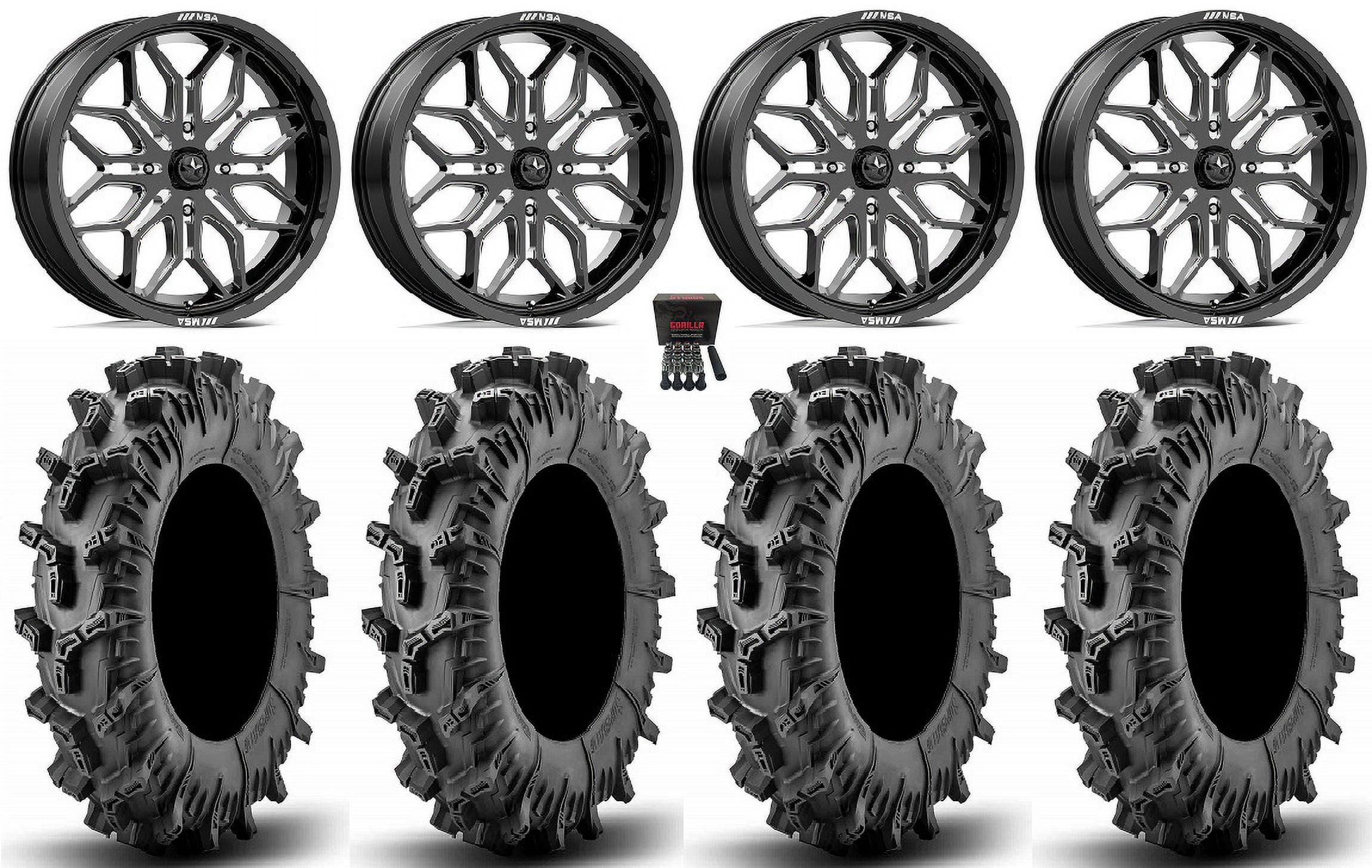 MSA Sniper 24" Wheels Milled 38" Terminator Max Tires Polaris RZR XP ...