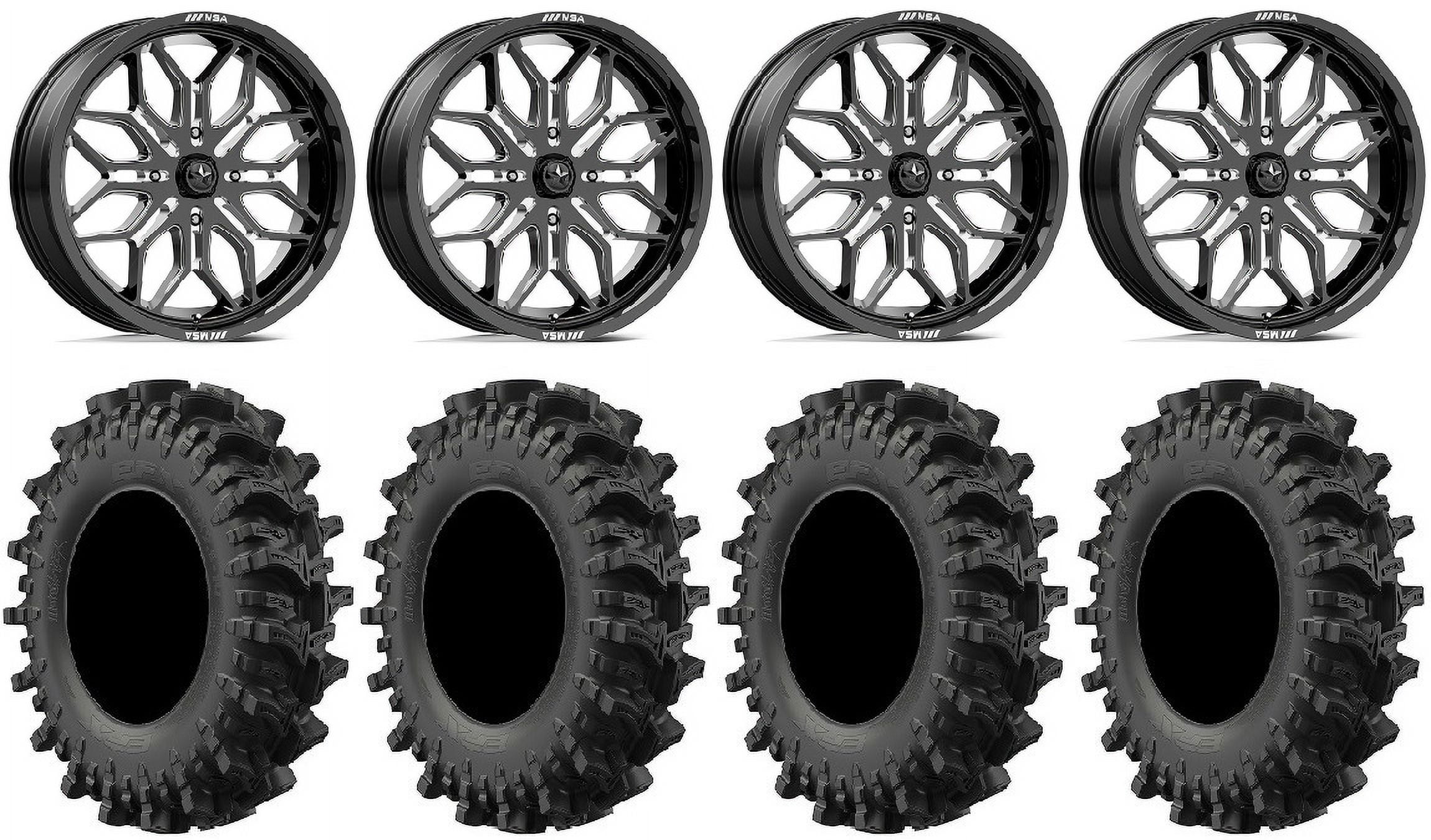 MSA Sniper 24" Wheels Milled 40" MotoSlayer Tires Can-Am Maverick X3 ...