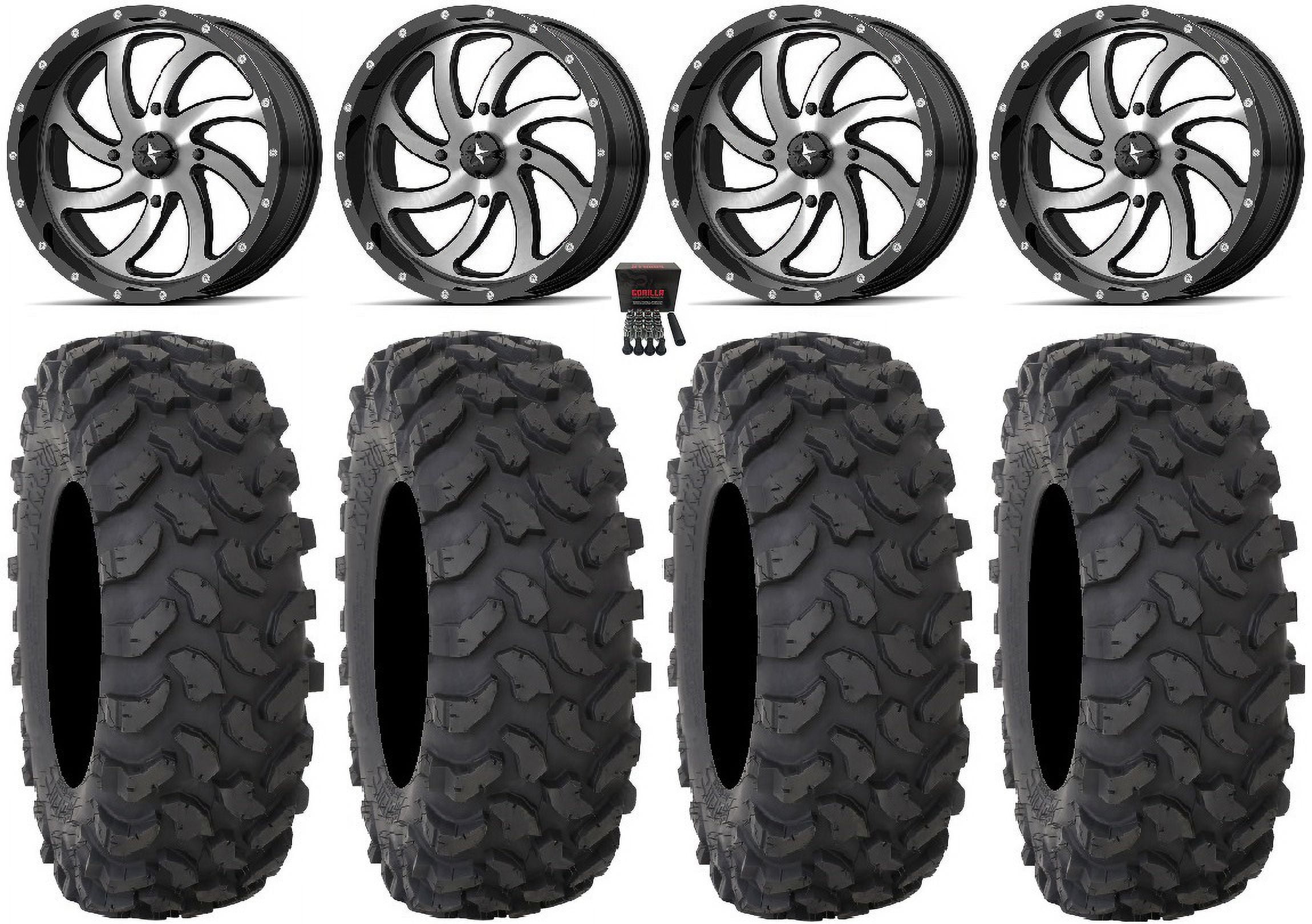 MSA Switch 18" Wheels Machined 35" XTR370 Tires Sportsman RZR Ranger ...