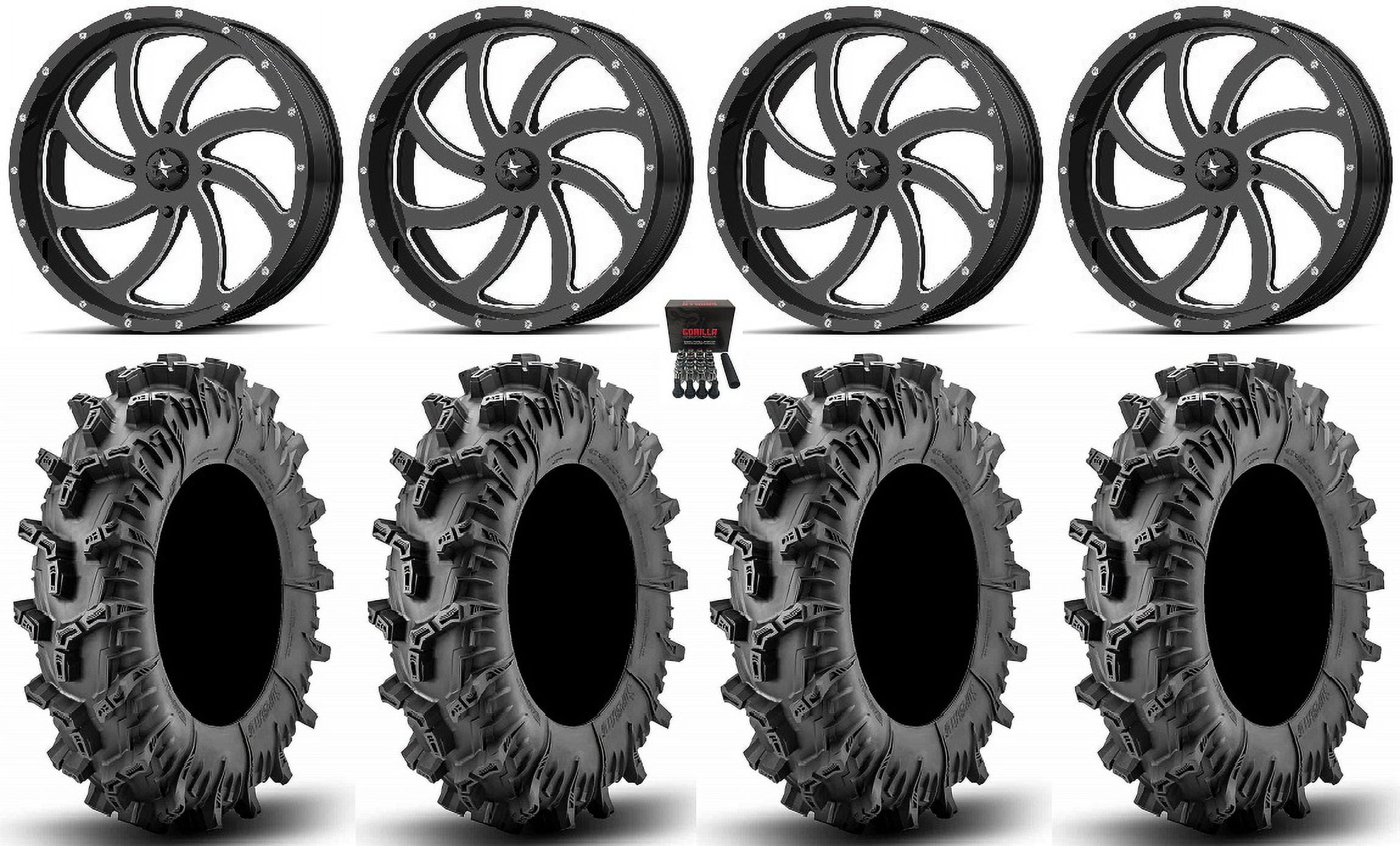 MSA Switch 22" Wheels Milled 35" Terminator Max Tires Can-Am Maverick ...
