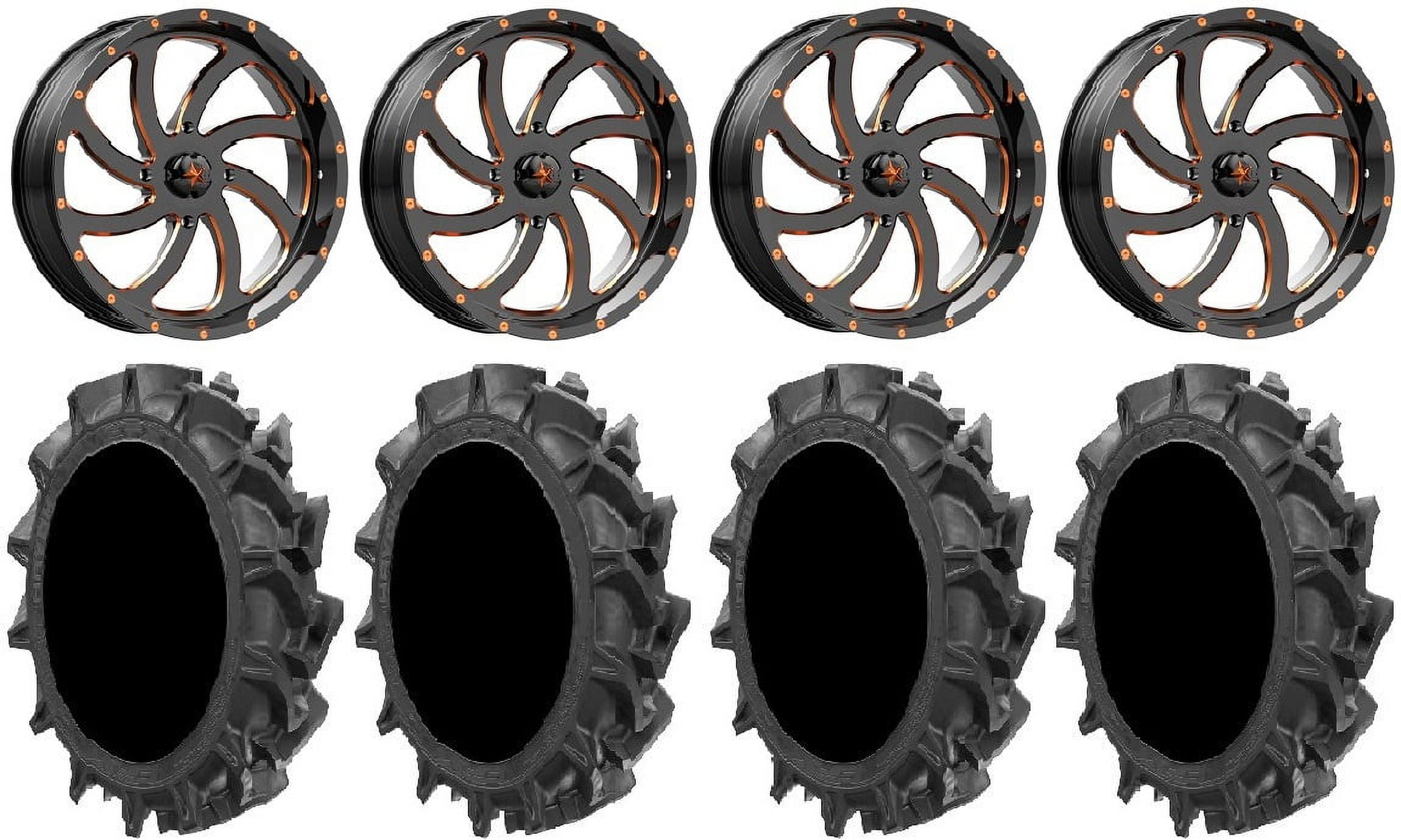 MSA Switch 24" Wheels Orange 40" MotoHavok Tires Can-Am Commander ...