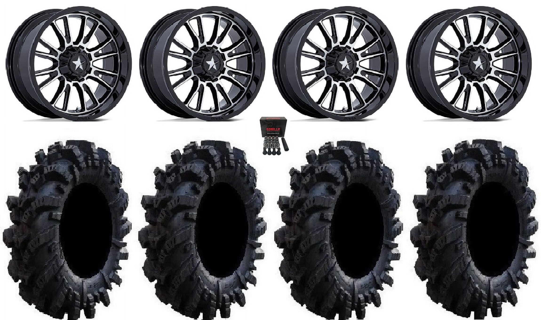 MSA ThunderLips 14" Wheels Machined 28" Intimidator Tires Polaris RZR ...