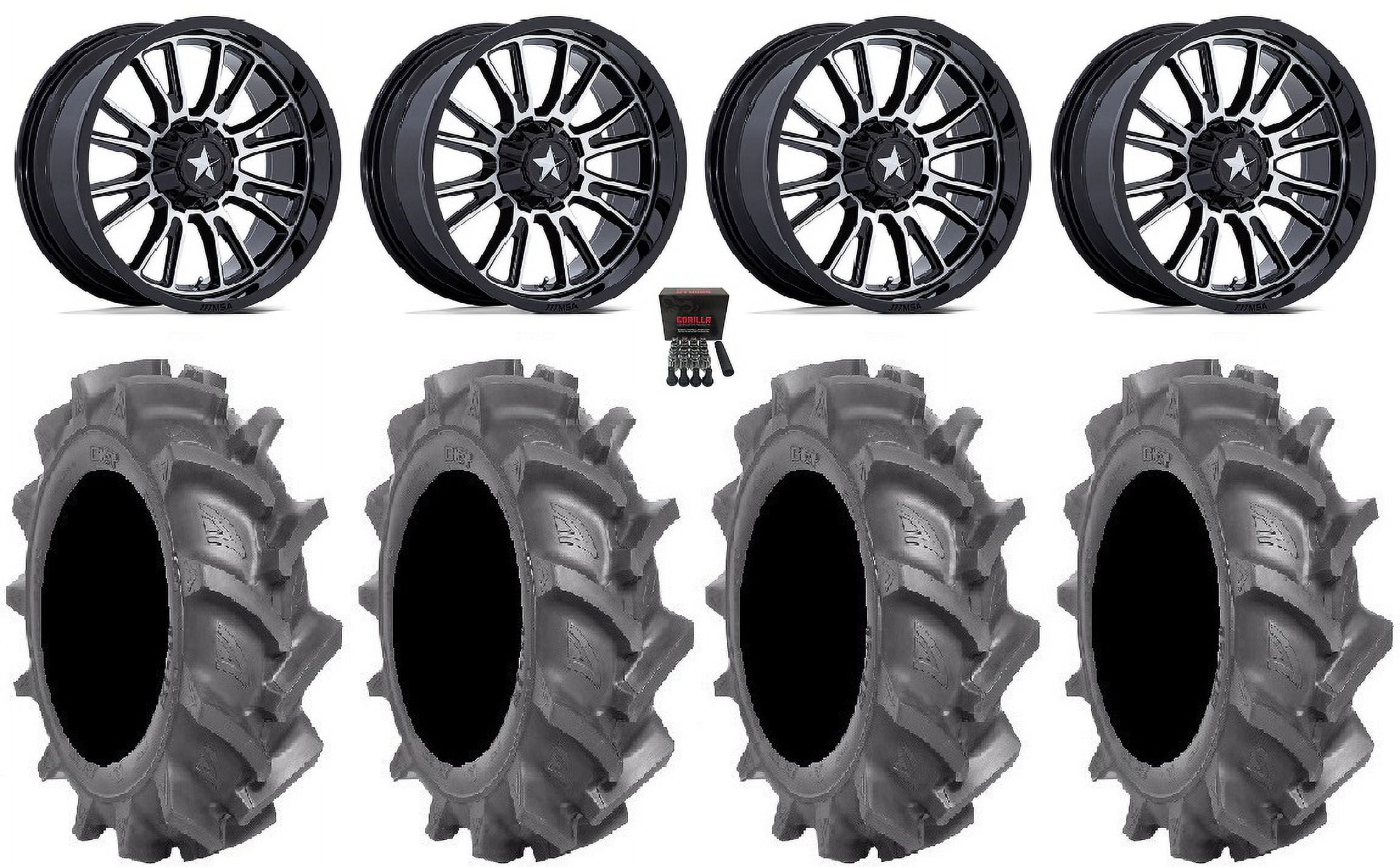 MSA ThunderLips 14" Wheels Machined 30" BKT AT 171 Tires Polaris RZR XP ...
