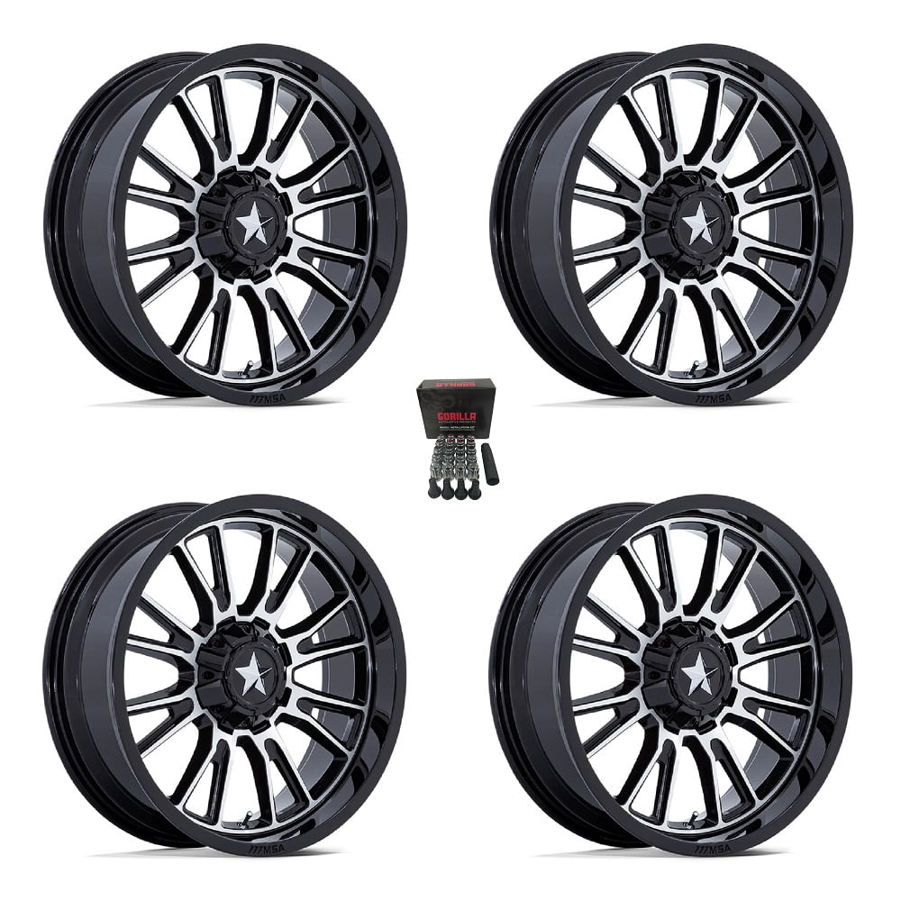 MSA ThunderLips 20" Wheels Black/Machined Polaris RZR Turbo R & Pro R ...