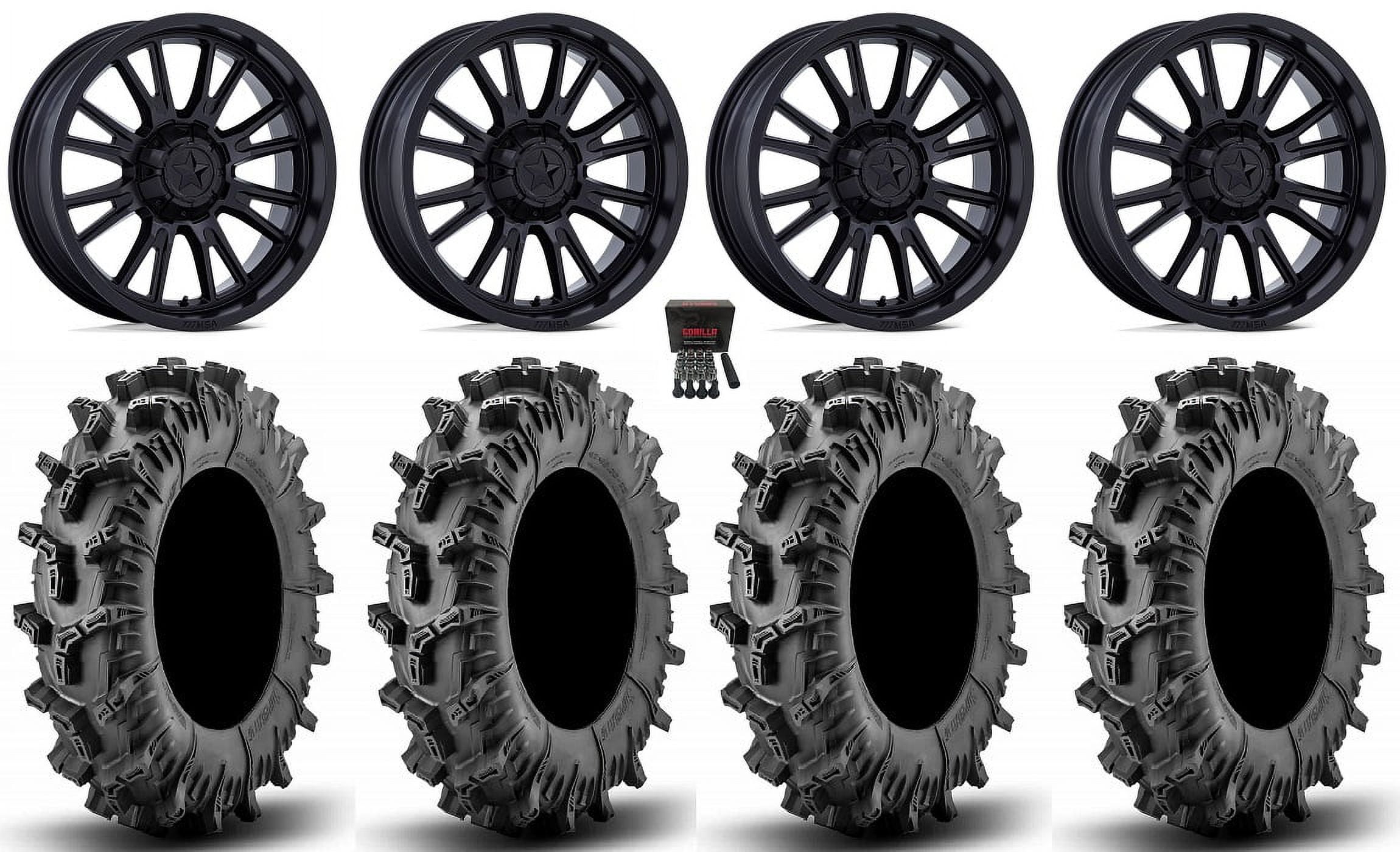 MSA ThunderLips 22" Wheels Black 42" Terminator Max Tires Polaris RZR ...