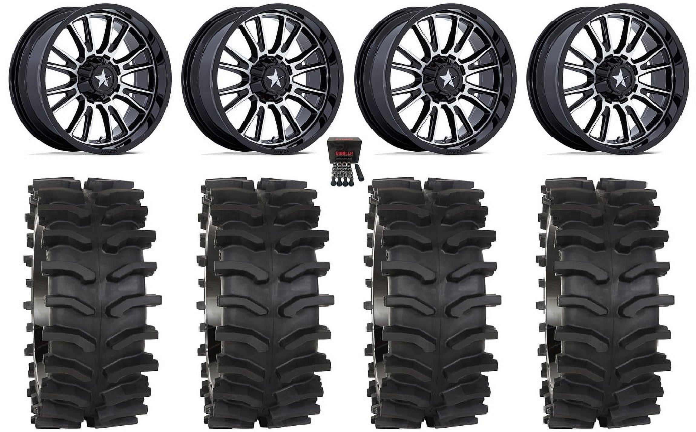 MSA ThunderLips 24" Wheels Machined 37" XT400W Tires Kawasaki Teryx ...