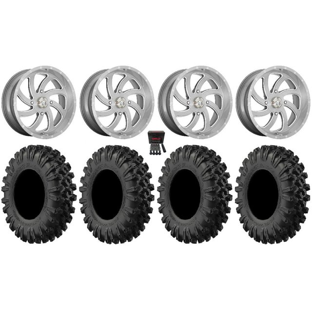 MSA Titanium Switch 18" UTV Wheels 40" MotoRavage XL Tires Polaris RZR ...