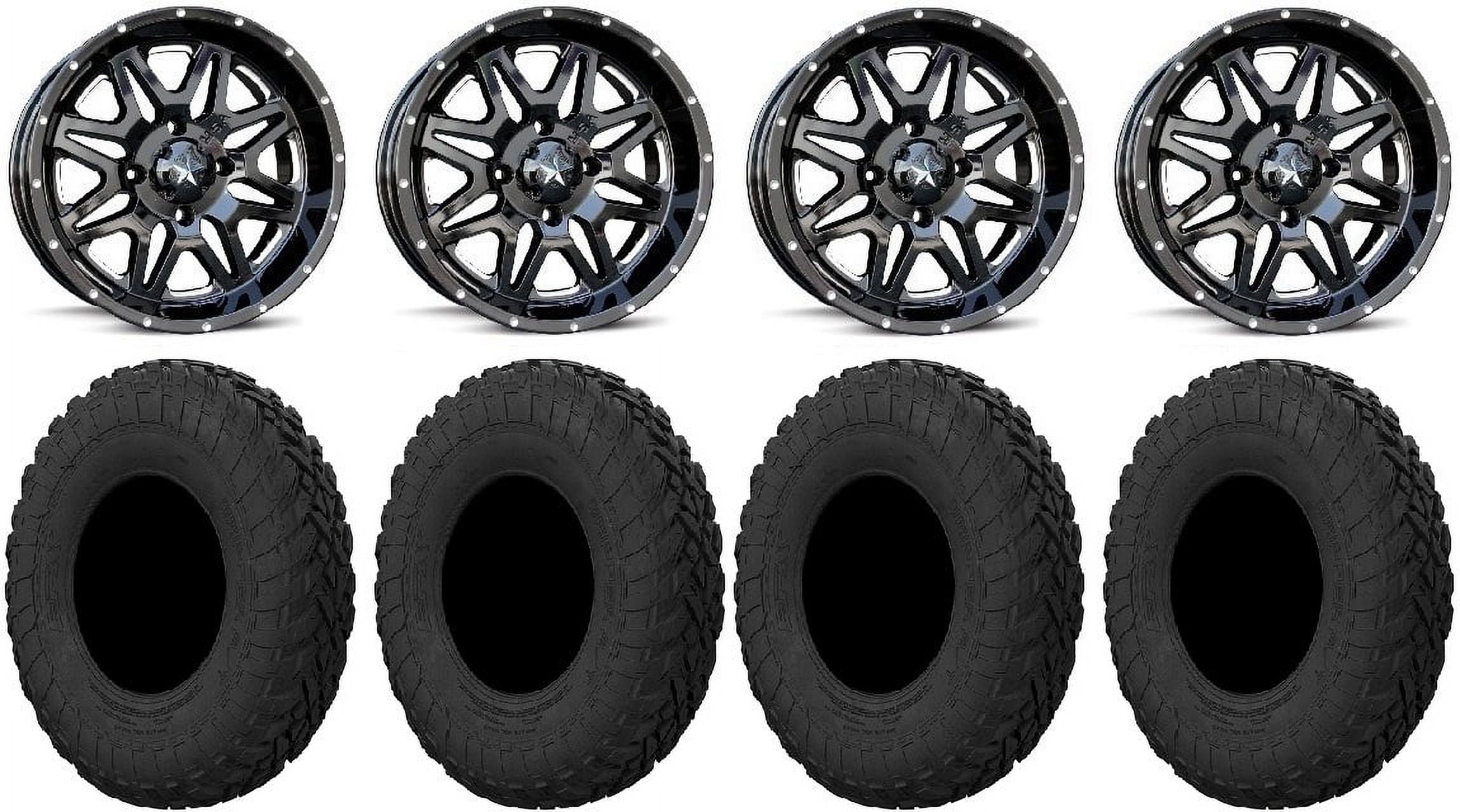 MSA Vibe 14" Wheels Black 30" Gripper R/T Tires Polaris RZR XP 1000 ...