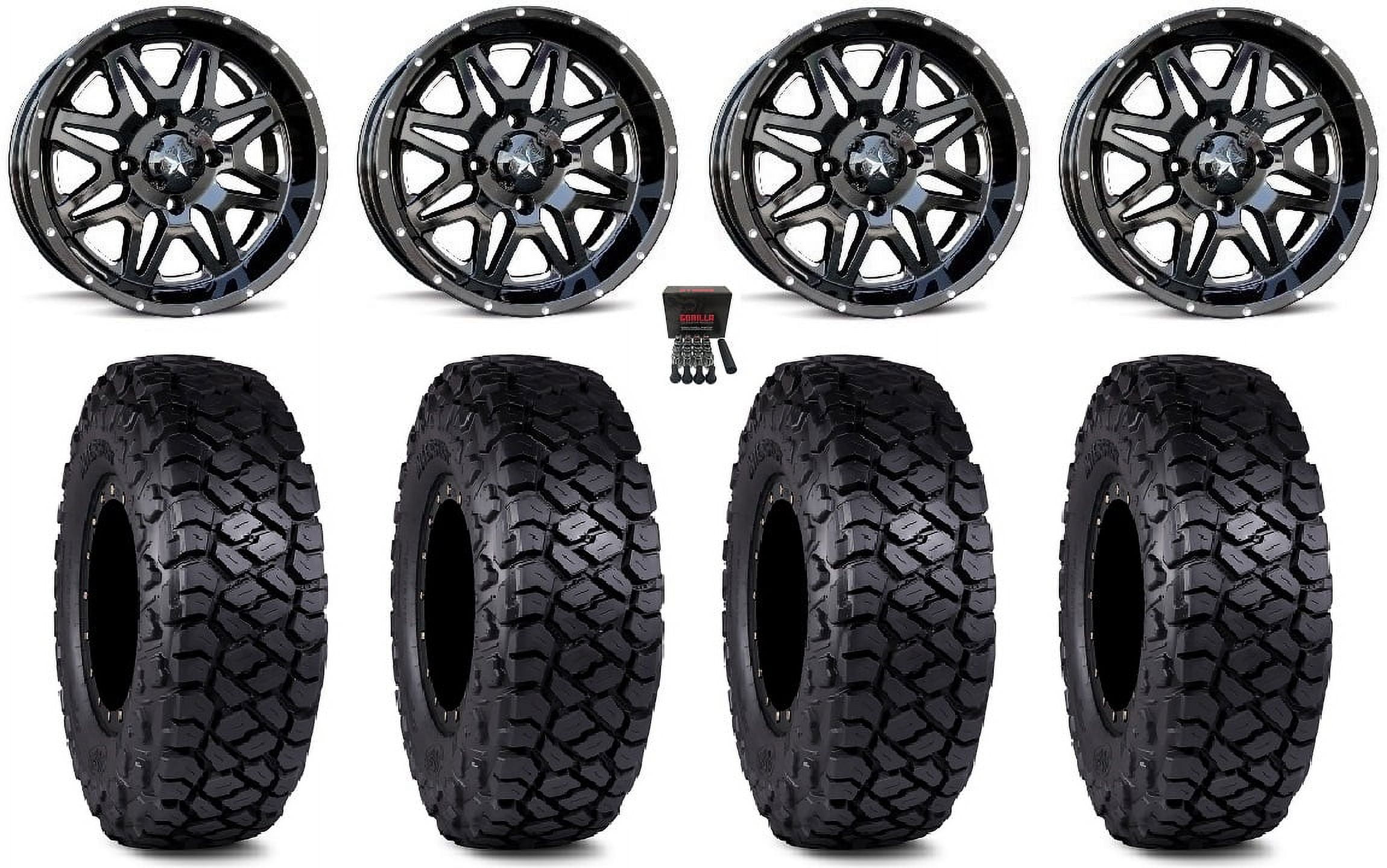 MSA Vibe 14" Wheels Black 30" Intersect Tires Can-Am Commander Maverick ...