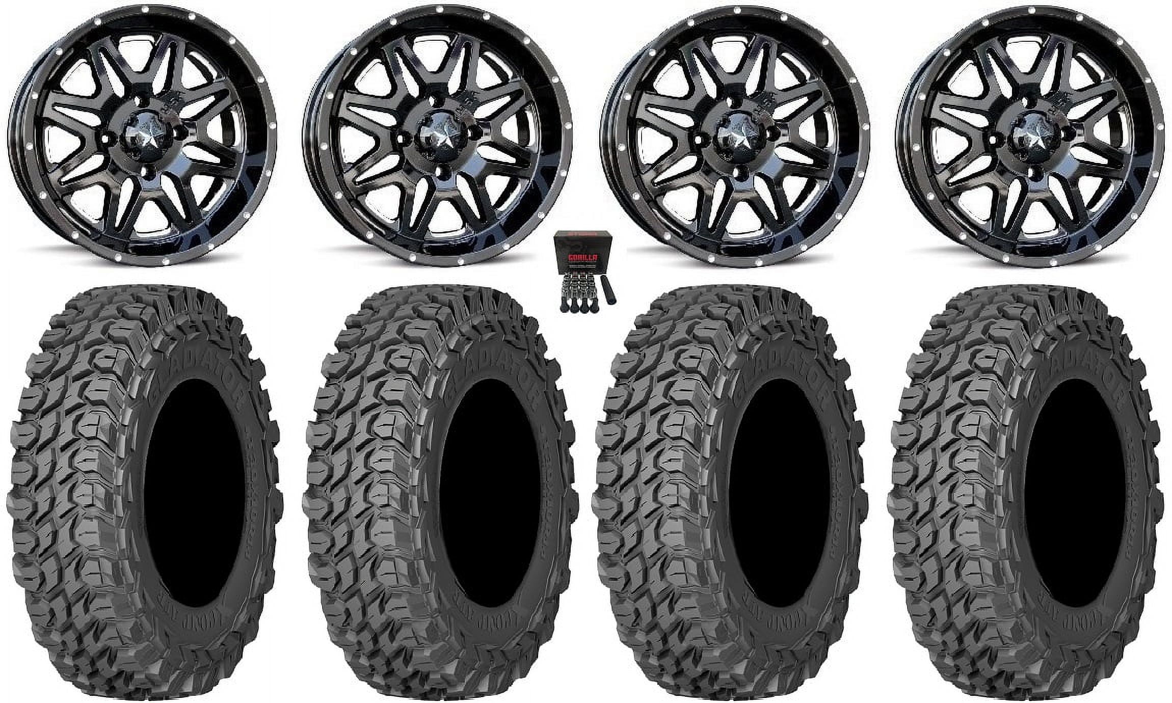 MSA Vibe 14" Wheels Black 30" X Comp ATR Tires Honda Rincon Yamaha ...