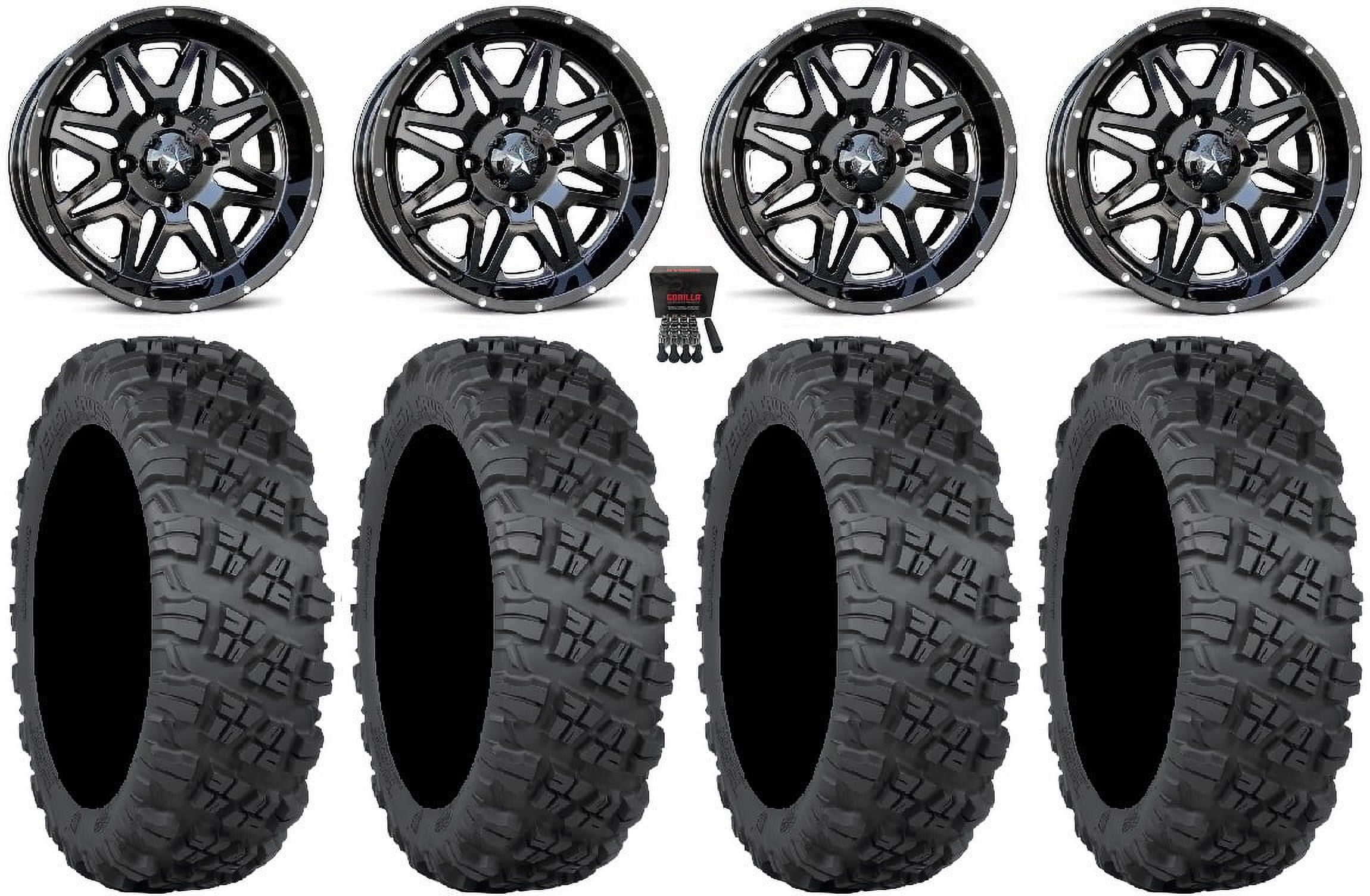 MSA Vibe 14" Wheels Black 32" Versa Cross V3 Tires Yamaha Viking ...