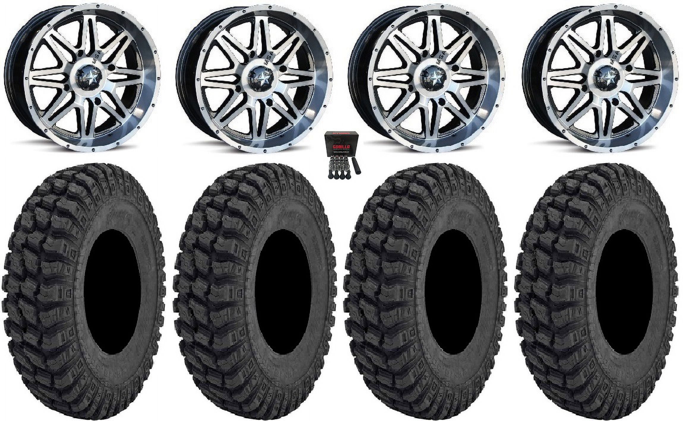 MSA Vibe 14" Wheels Dark Tint 28" Warrior AT Tires Yamaha Viking ...