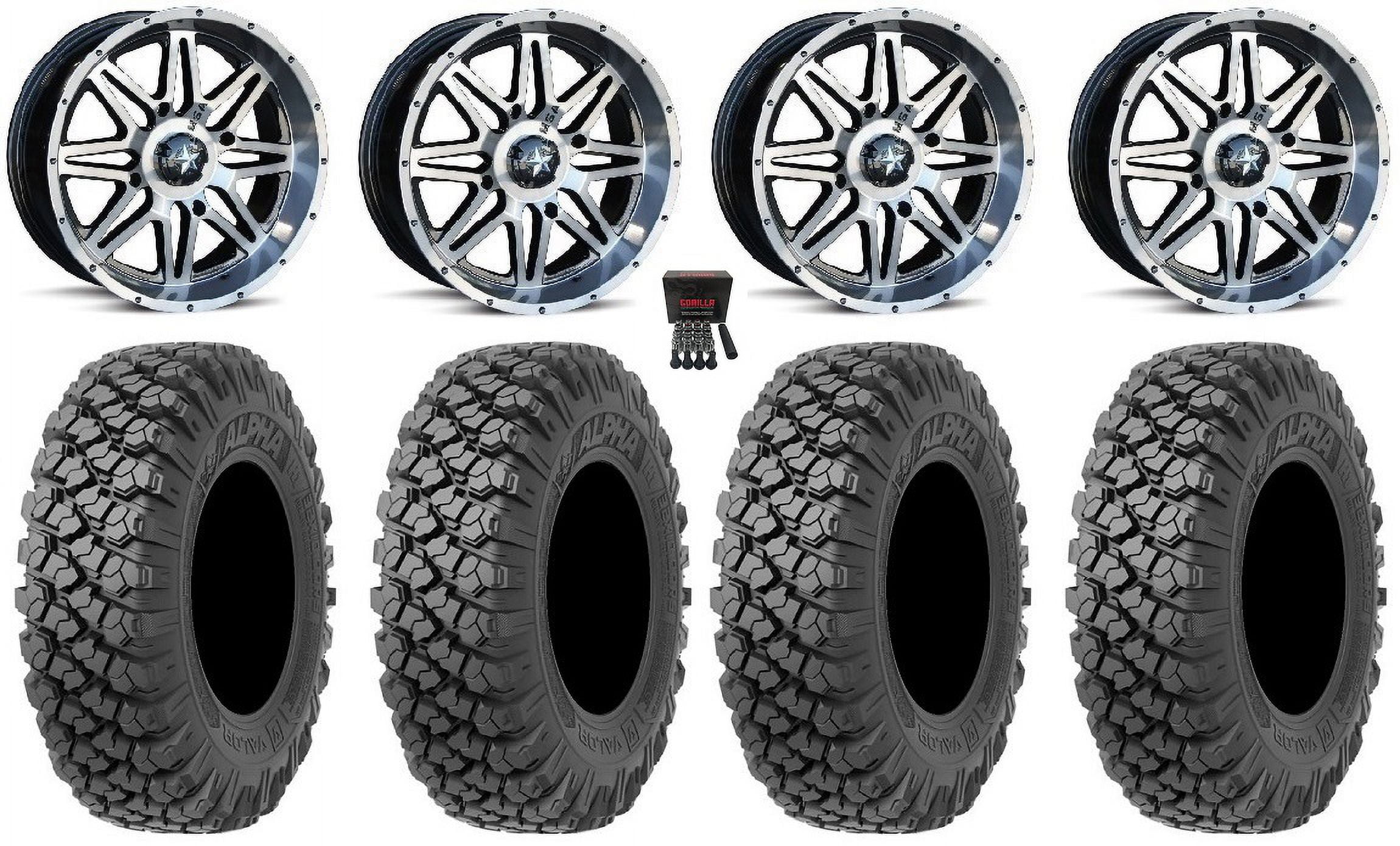 MSA Vibe 14" Wheels Dark Tint 30" Alpha Tires Yamaha Viking Wolverine ...