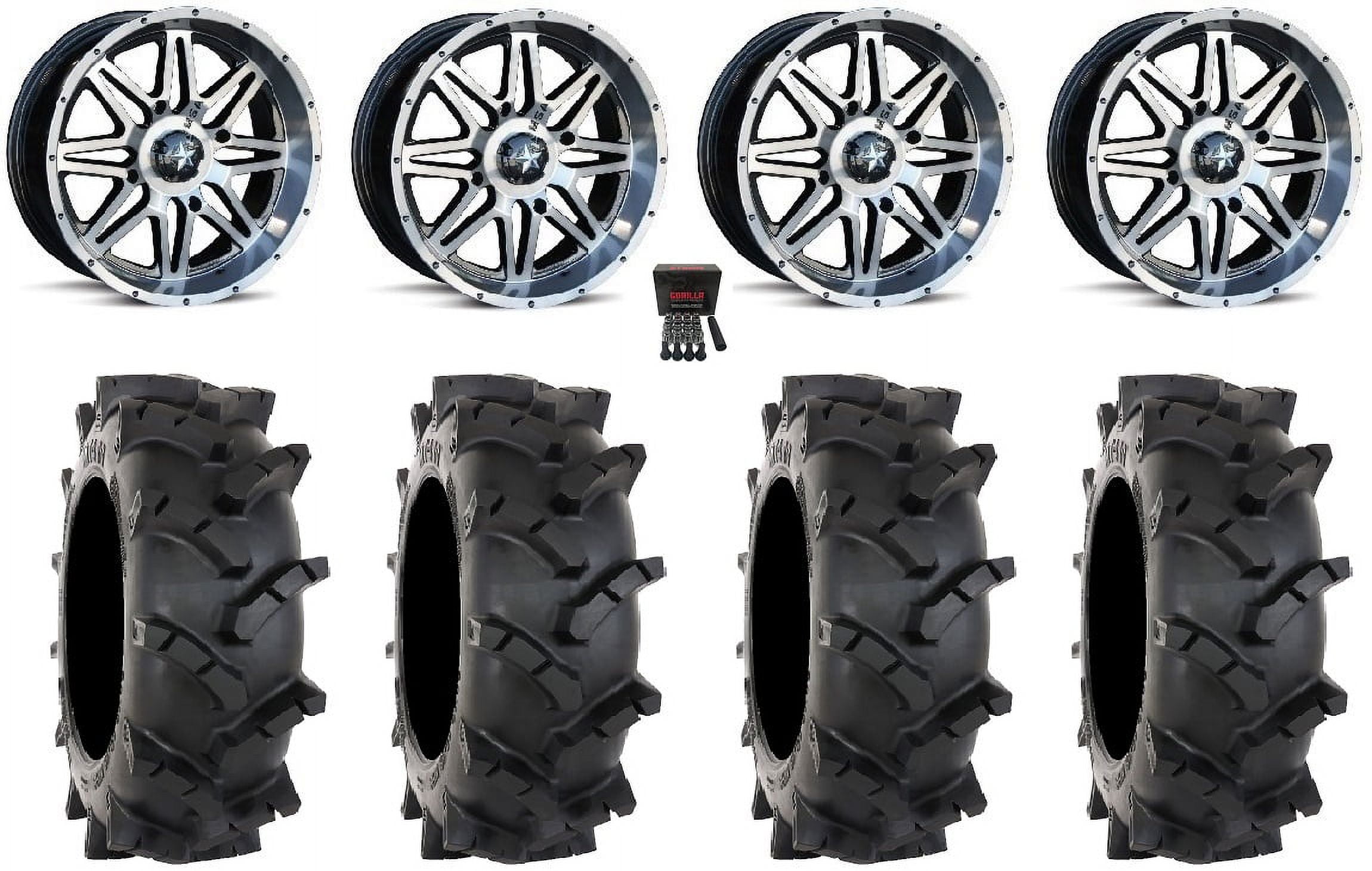 MSA Vibe 14" Wheels Dark Tint 30" MT410 Tires Can-Am Commander Maverick ...