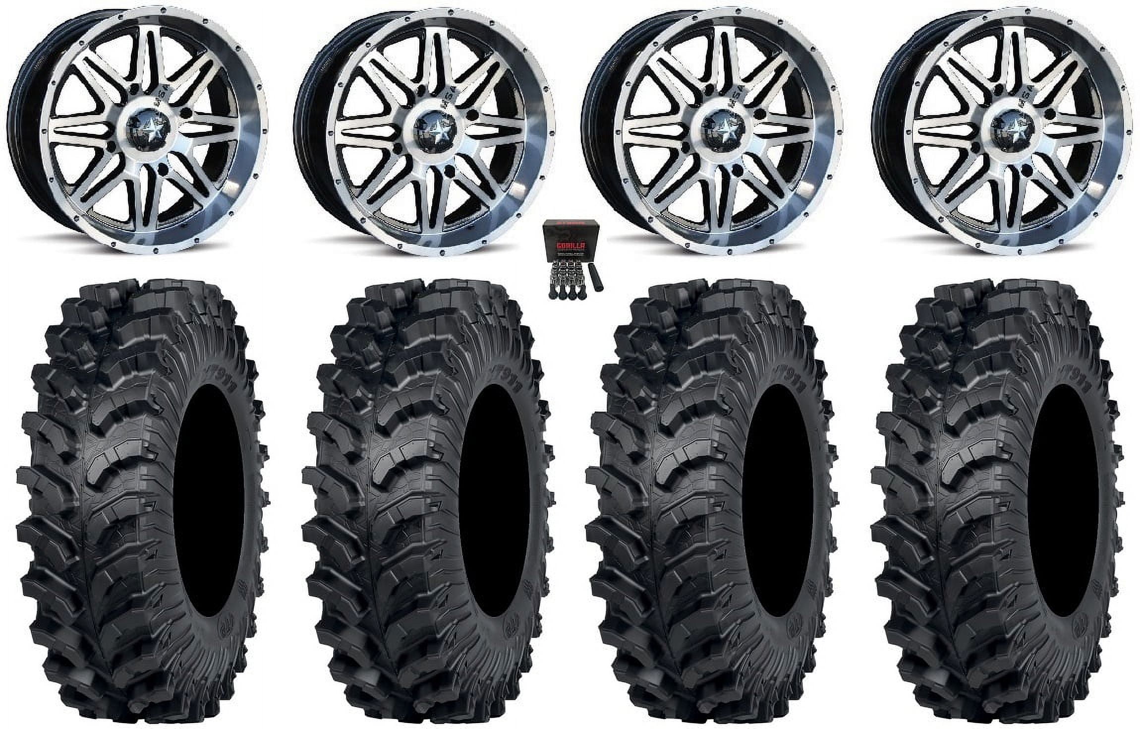 MSA Vibe 14" Wheels Dark Tint 32" MT911 Tires Yamaha Viking Wolverine ...
