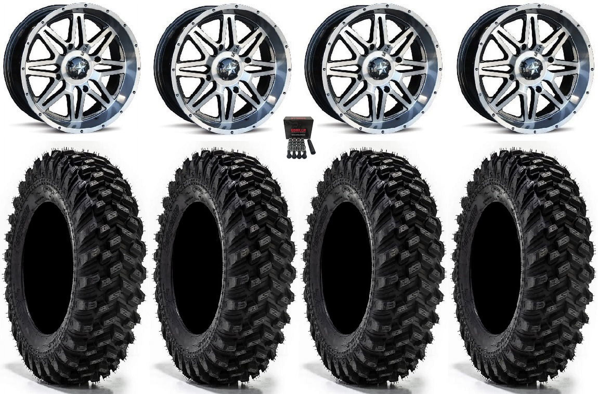 MSA Vibe 14" Wheels Dark Tint 34" Warrior XT Tires Can-Am Commander ...