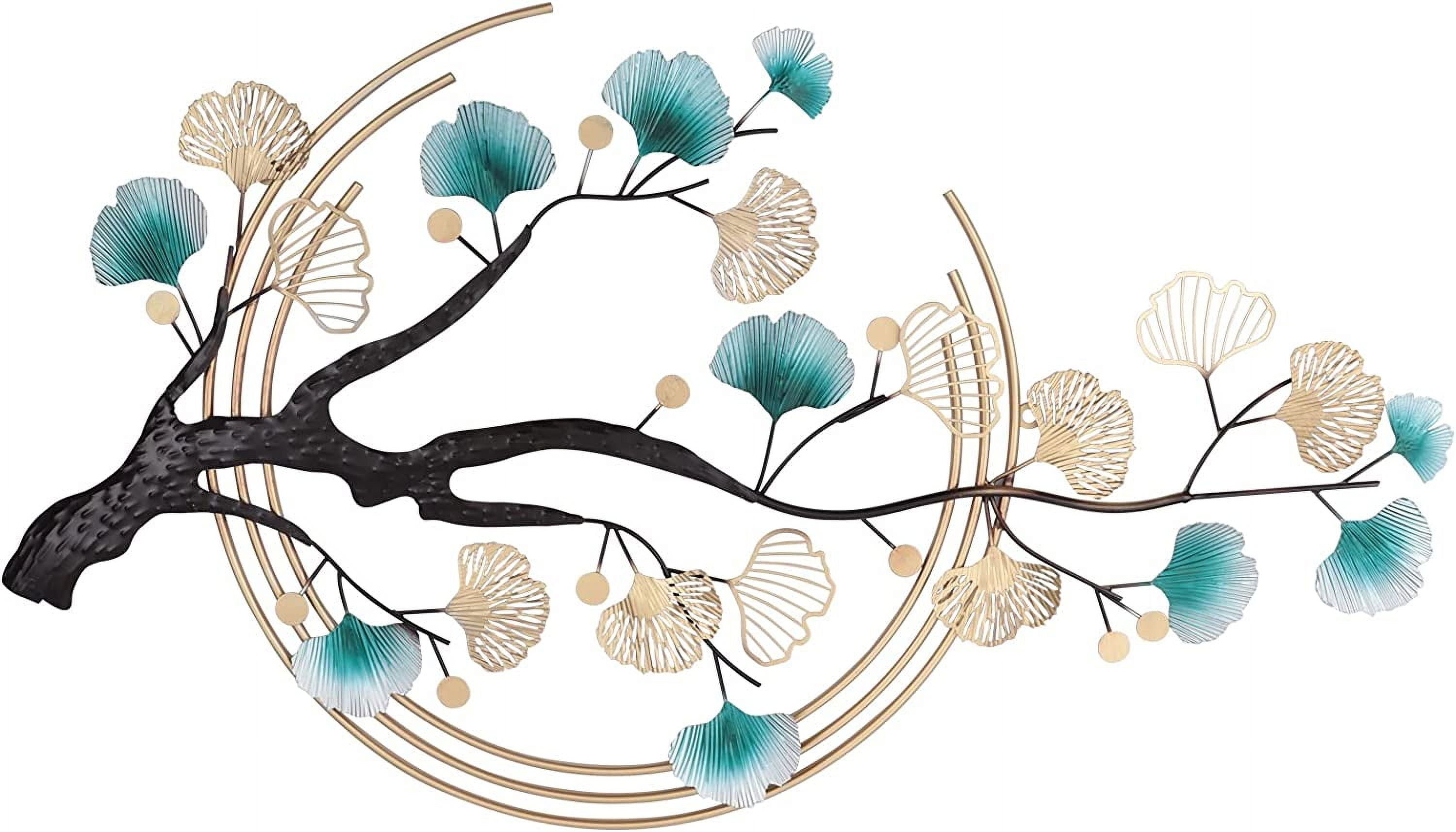 MSAIERPLR 3D Ginkgo Tree Leaf Metal Wall Art Large Metal Wall Art ...