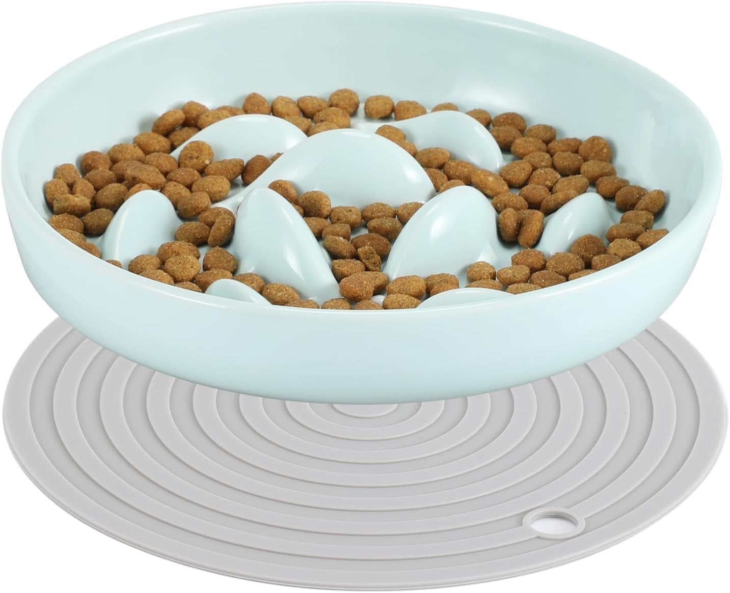 MSBC Ceramic Slow Feeder Bowl for Cats and Dogs with Non-Slip Mat ...