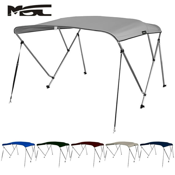 MSC 3 Bow Bimini Top with Rear Support Pole and Storage Boot, Gray ...