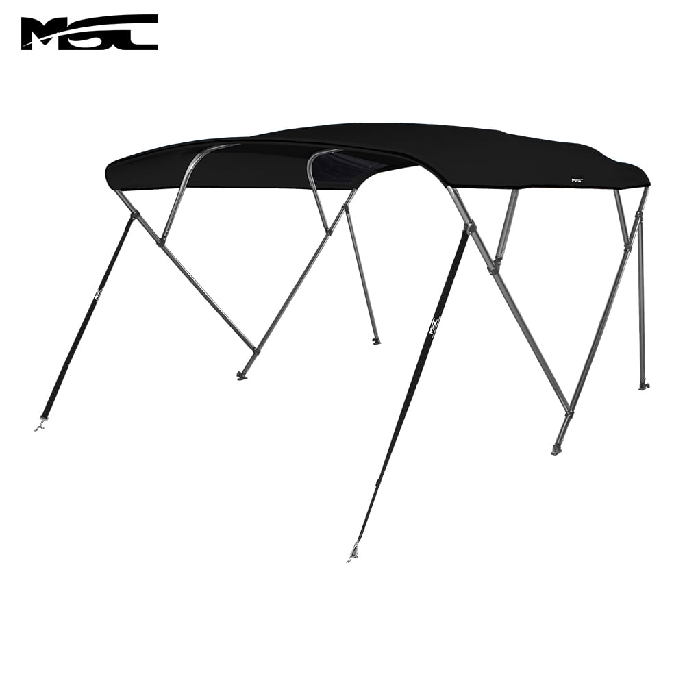 MSC 4 Bow Bimini Top with Rear Support Pole and Storage Boot, Black ...