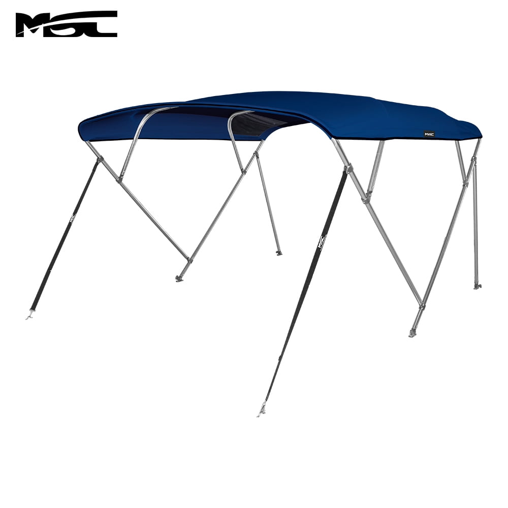 MSC 4 Bow Bimini Top with Rear Support Pole and Storage Boot, Navy Blue ...