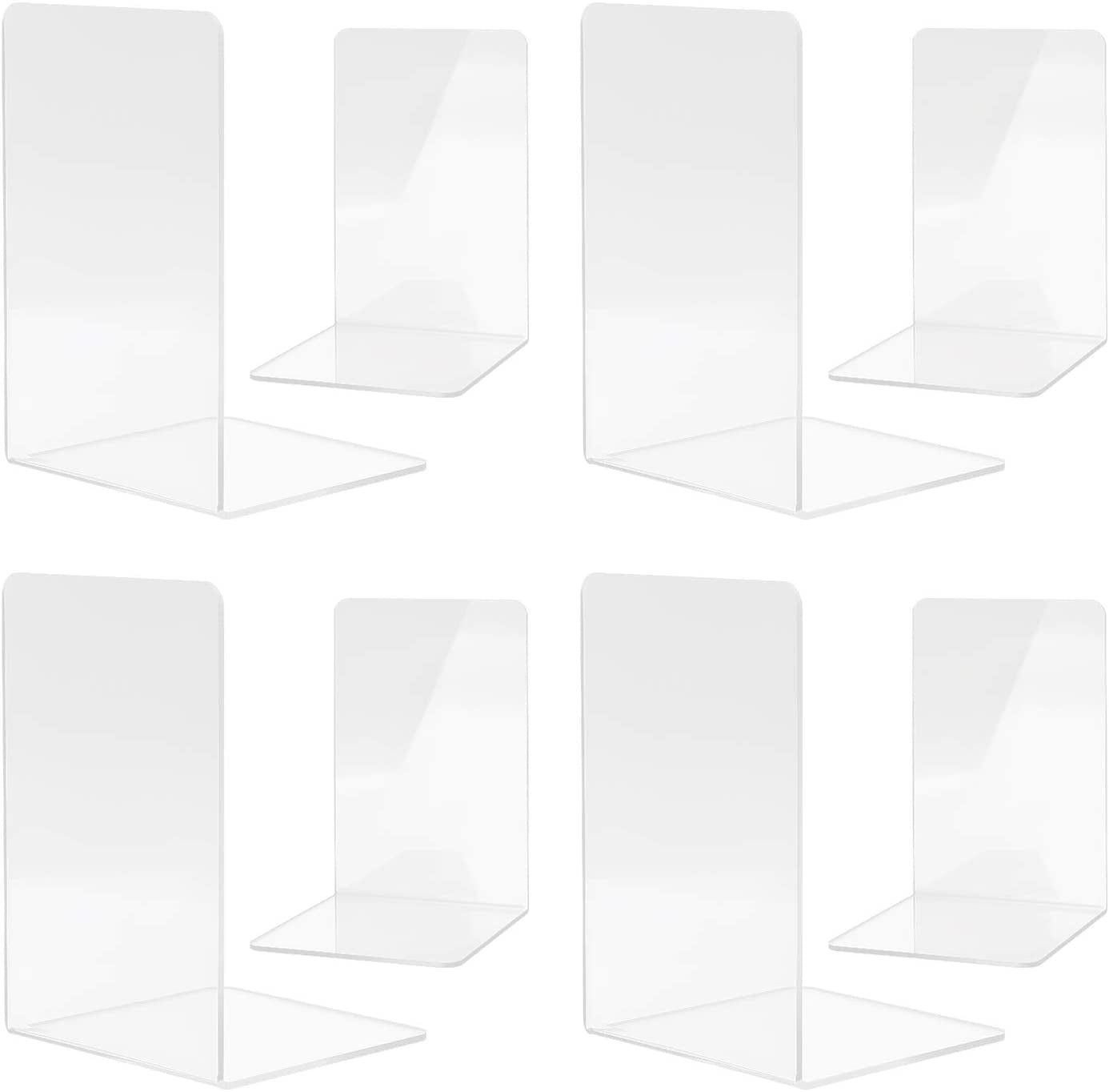 MSDADA Book Ends Clear Acrylic Bookends (4pairs/8pcs) - Walmart.com