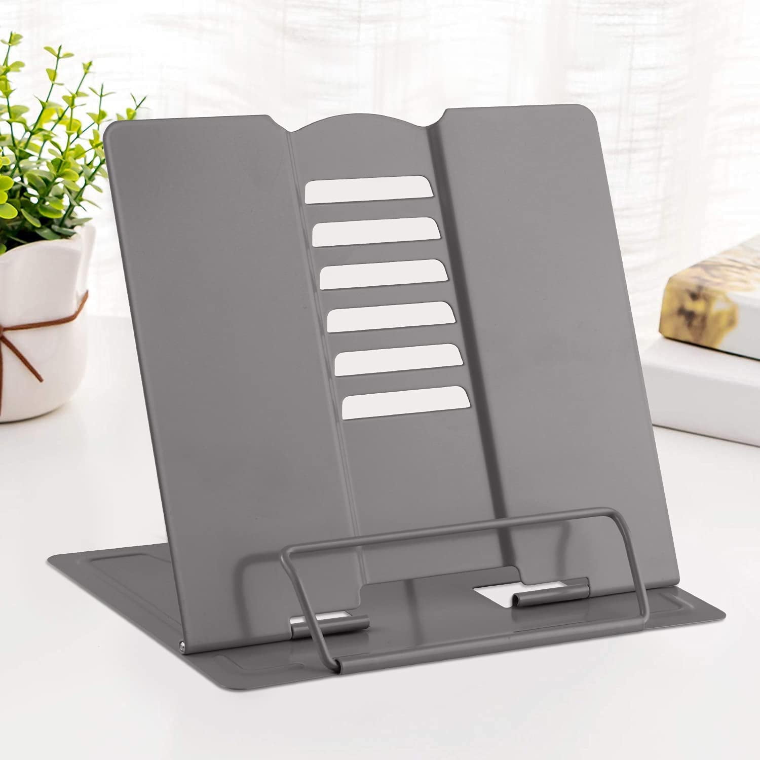 MSDADA Desk Book Stand Metal Reading Rest Book Holder Angle Adjustable ...