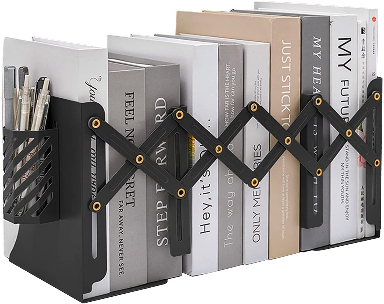 MSDADA Expandable Metal Bookends Adjustable Book Ends (Black) - Walmart.com