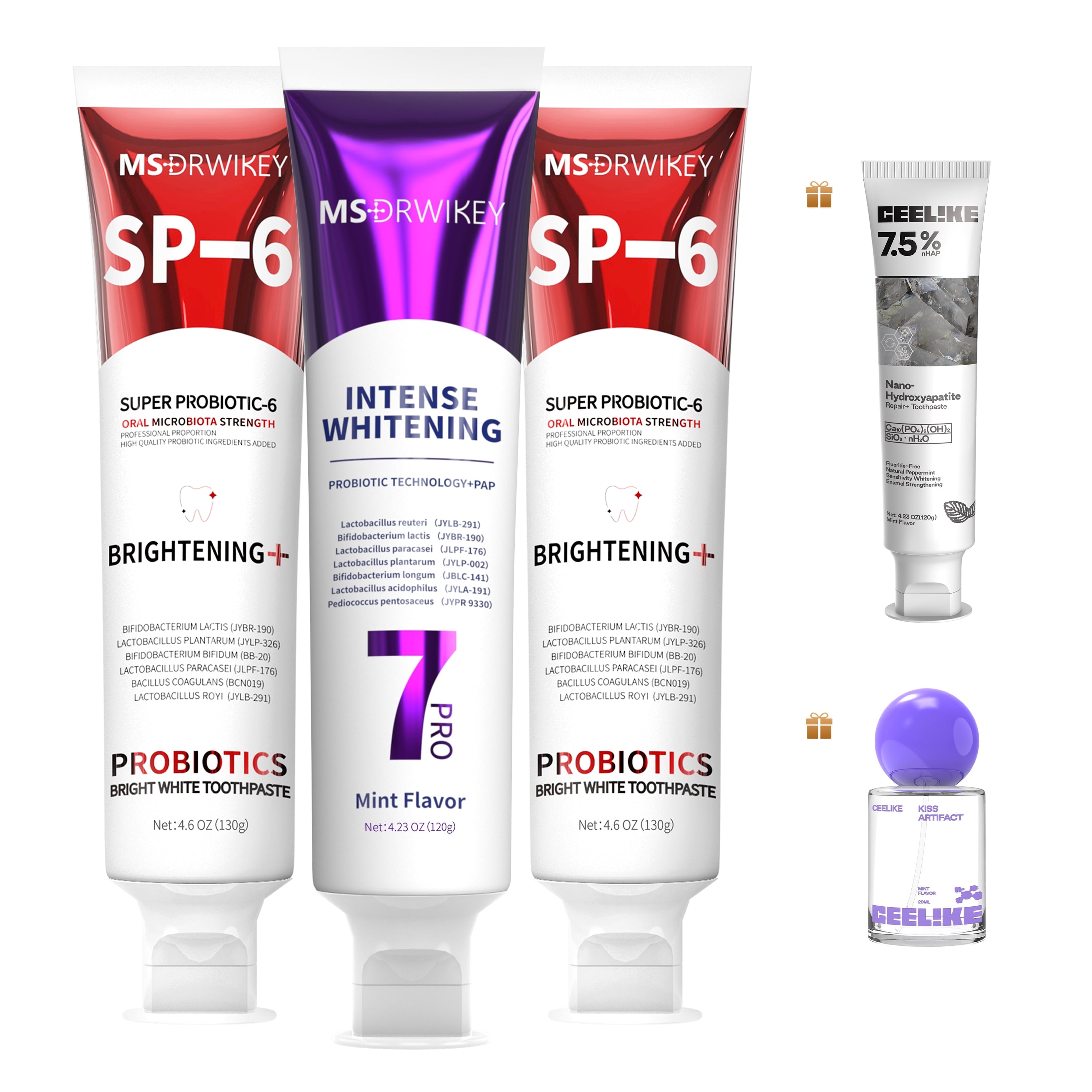 MSDRWIKEY Toothpaste Set – 2x SP-6 Whitening Toothpaste + 1x 7-Pro ...