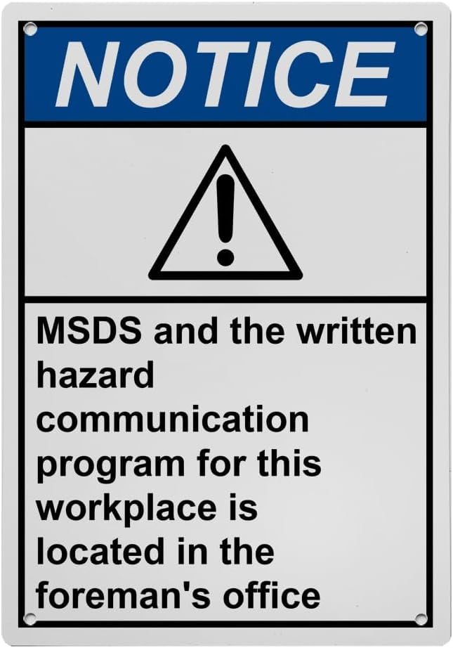 MSDS Hazard Communication Program Sign, Industrial MSDS Right to Know ...