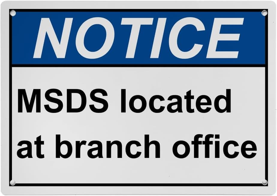 MSDS Located at Branch Office Sign, Industrial MSDS Right to Know Sign ...