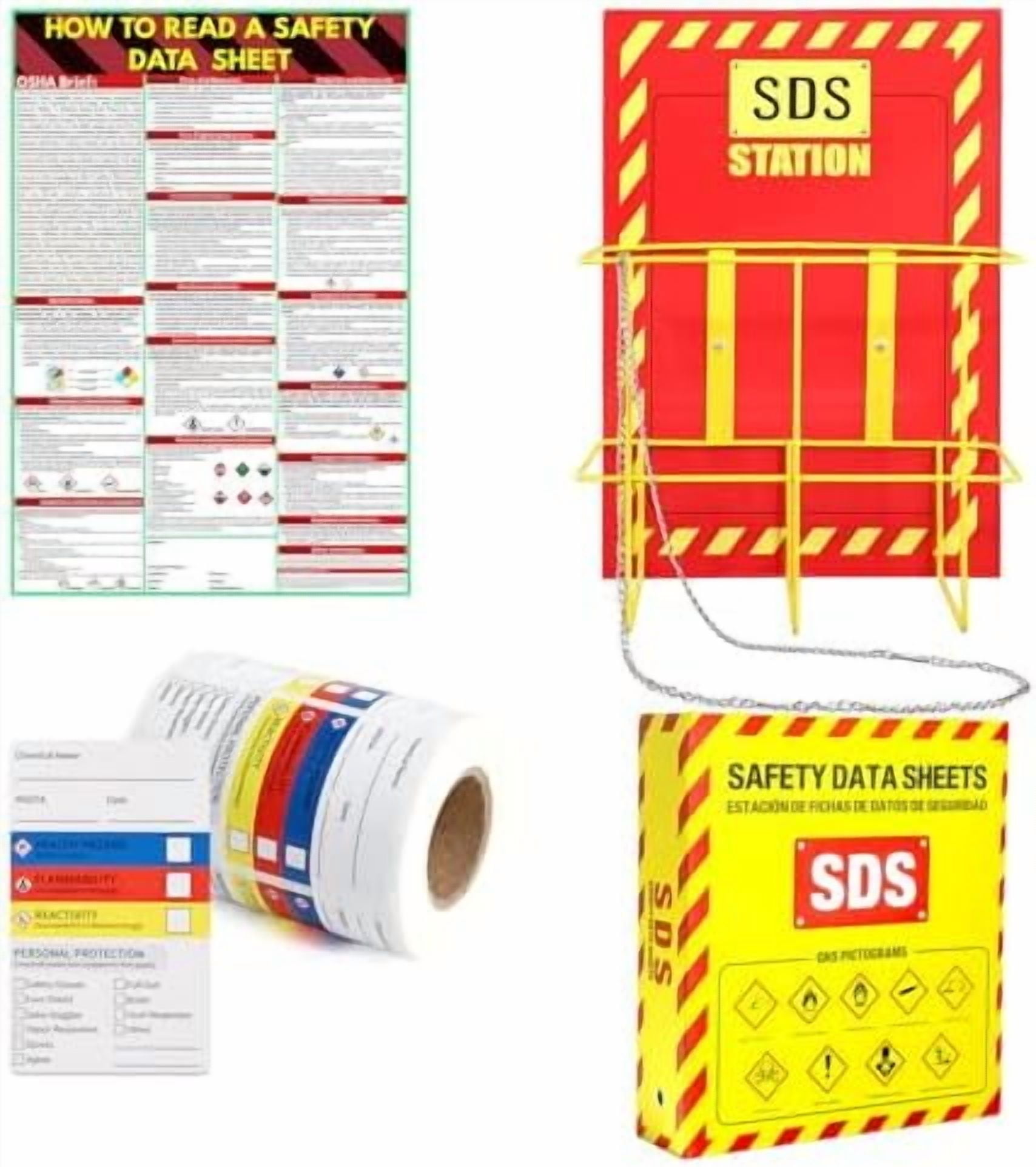 MSDS SDS Binder and Wall Station,Yellow Heavy Duty 3 Inch Material ...