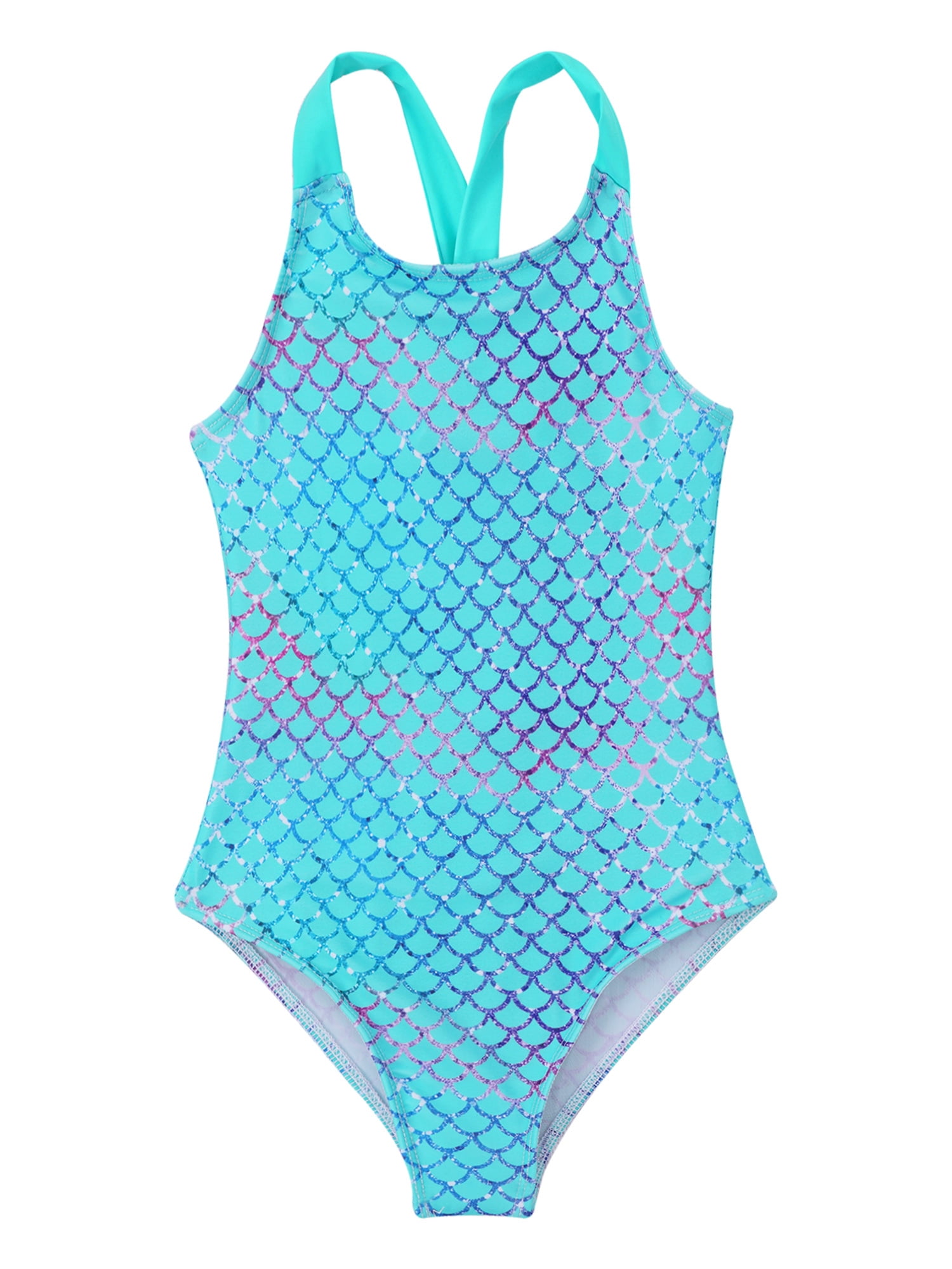 MSEMIS Girls Mermaid One Piece Swimsuit Kids Ruffle Bathing Suits with ...