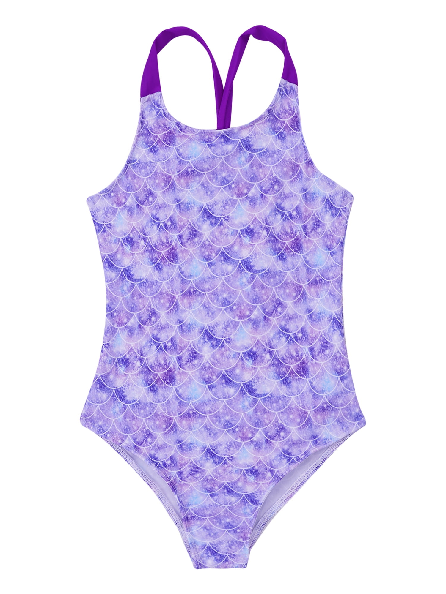 MSEMIS Girls Mermaid One Piece Swimsuit Kids Ruffle Bathing Suits with ...