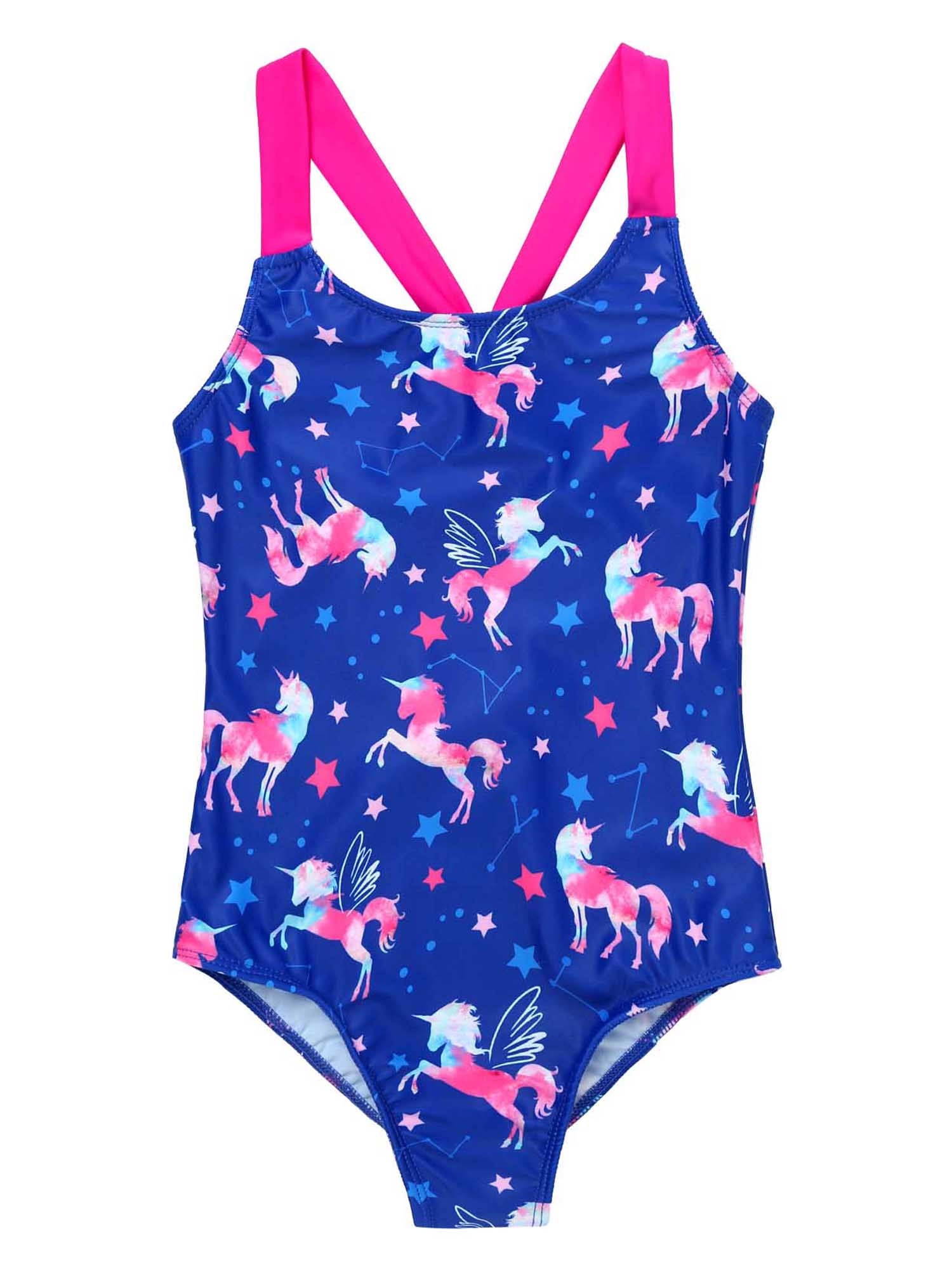 MSEMIS Girls Mermaid One Piece Swimsuit Kids Ruffle Bathing Suits with ...