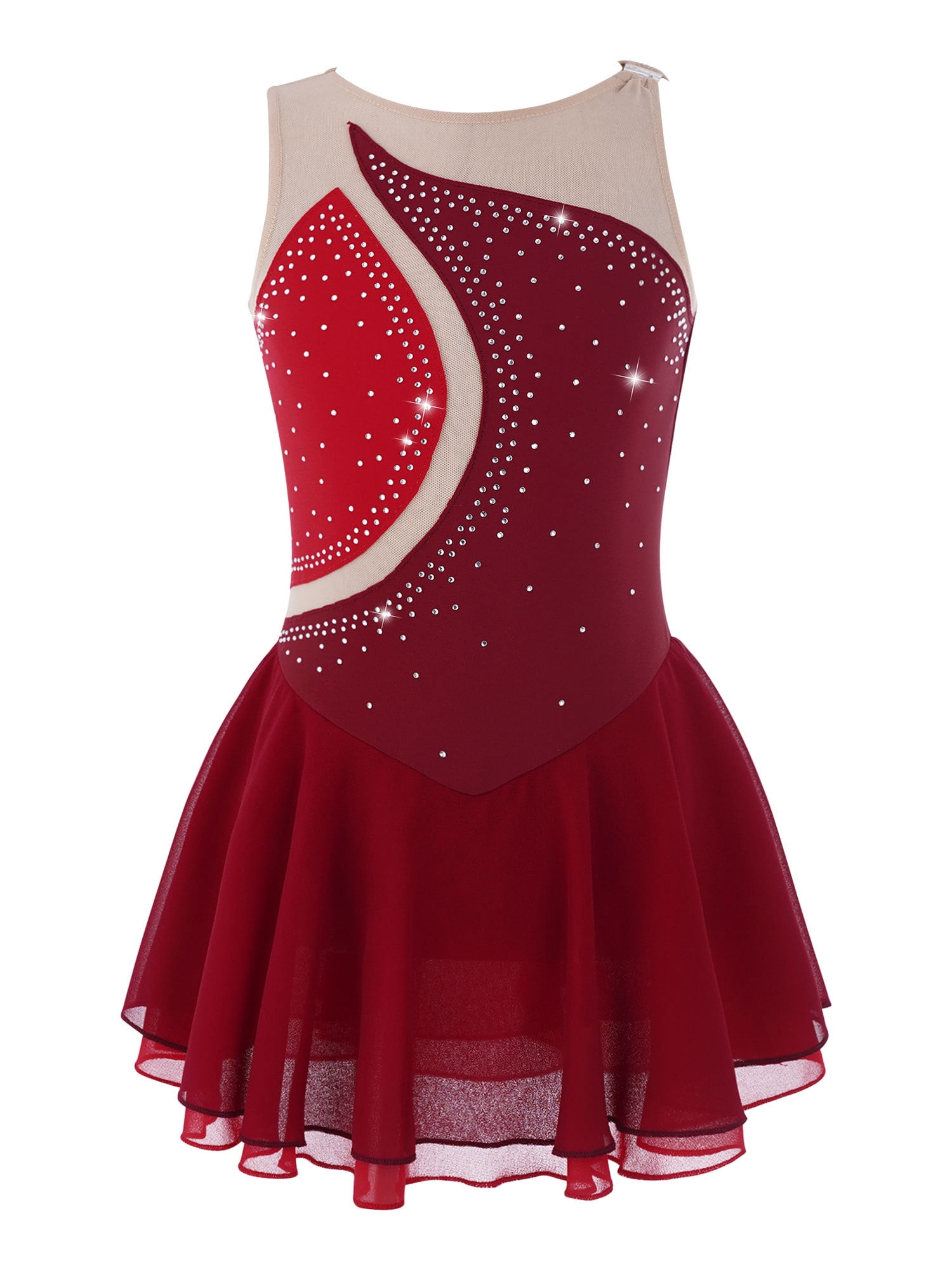 MSEMIS Kids Girls Shiny Ballet Dress Figure Ice Skating Dresses Lyrical ...