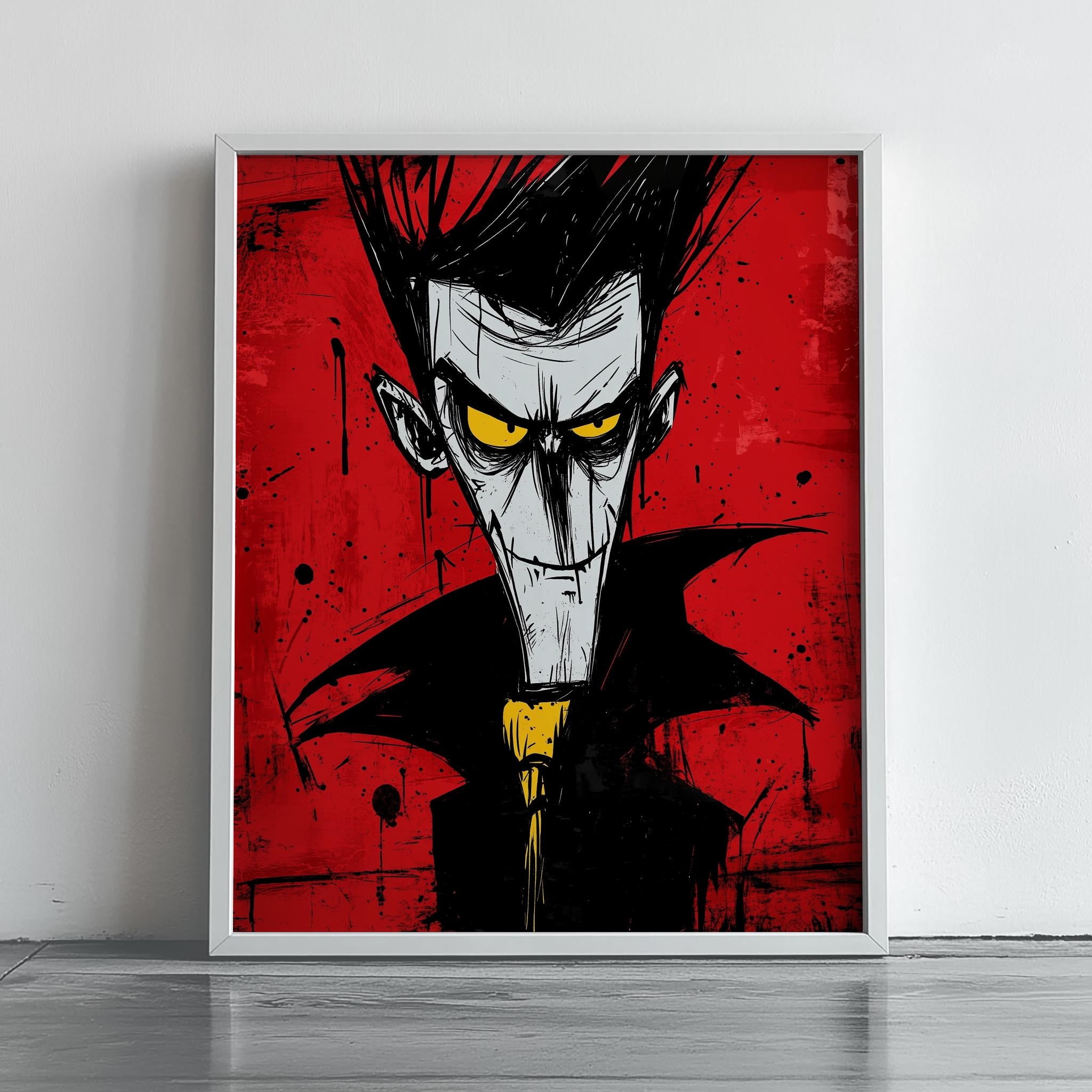 MSFCON Abstract Spooky Dracula Art Print - Bold Red Vampire ...