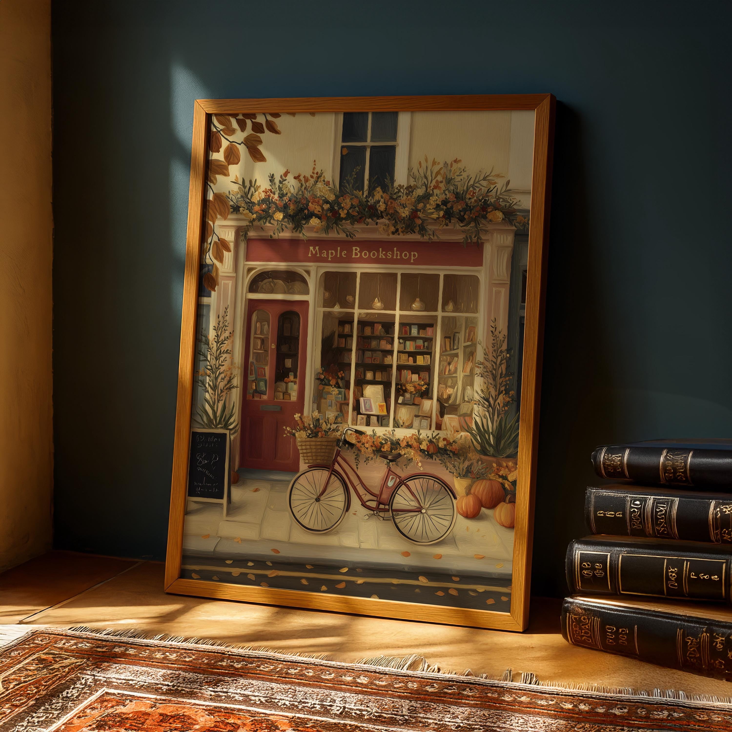 MSFCON Autumn/Fall Bookstore Wall Art Print, Vintage Bookshop Poster ...
