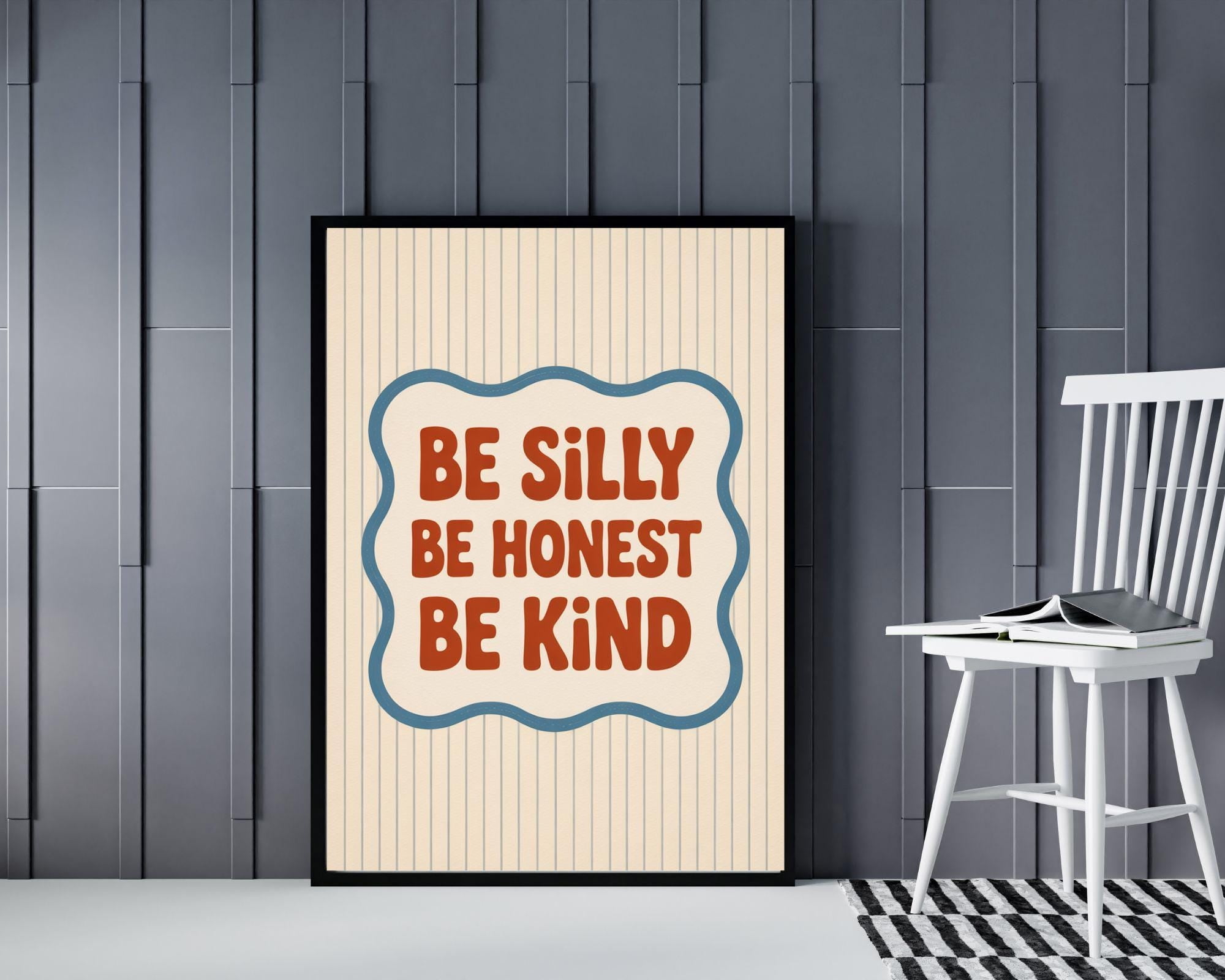 MSFCON Be Silly Be Honest Be Kind Wall Art | Retro Inspirational Quote ...