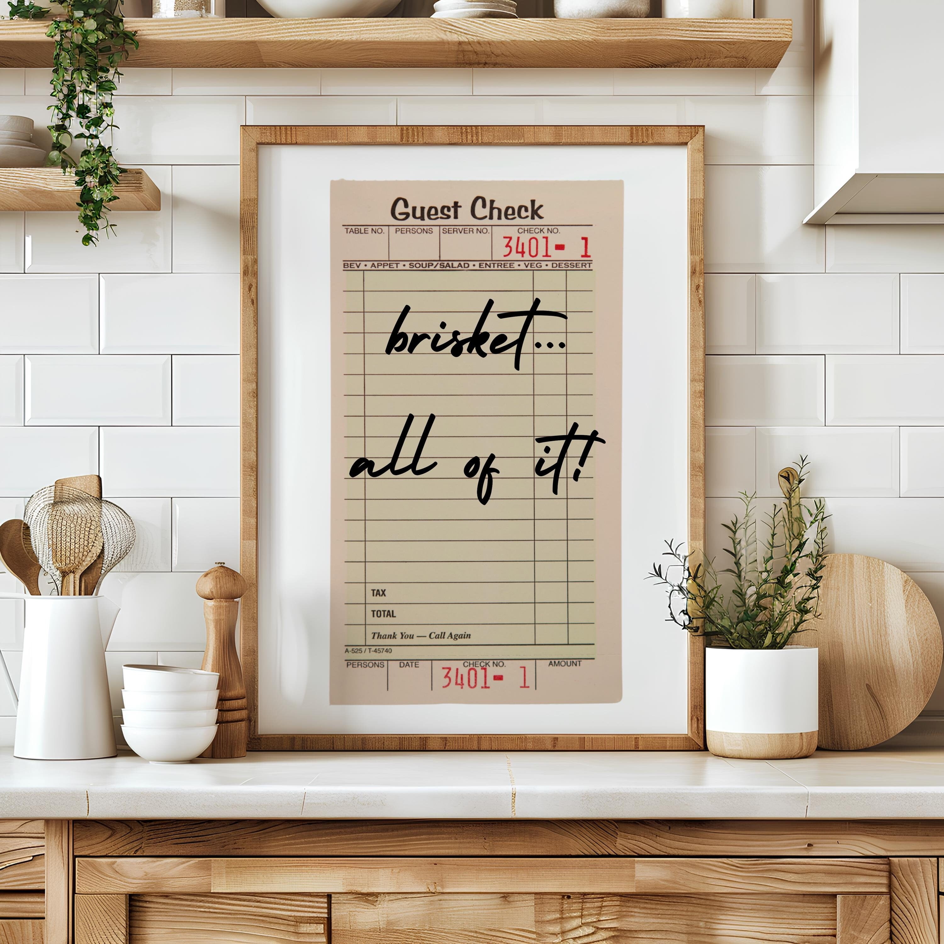 MSFCON Brisket Order Receipt Wall Poster, BBQ Foodie Print, Kitchen ...