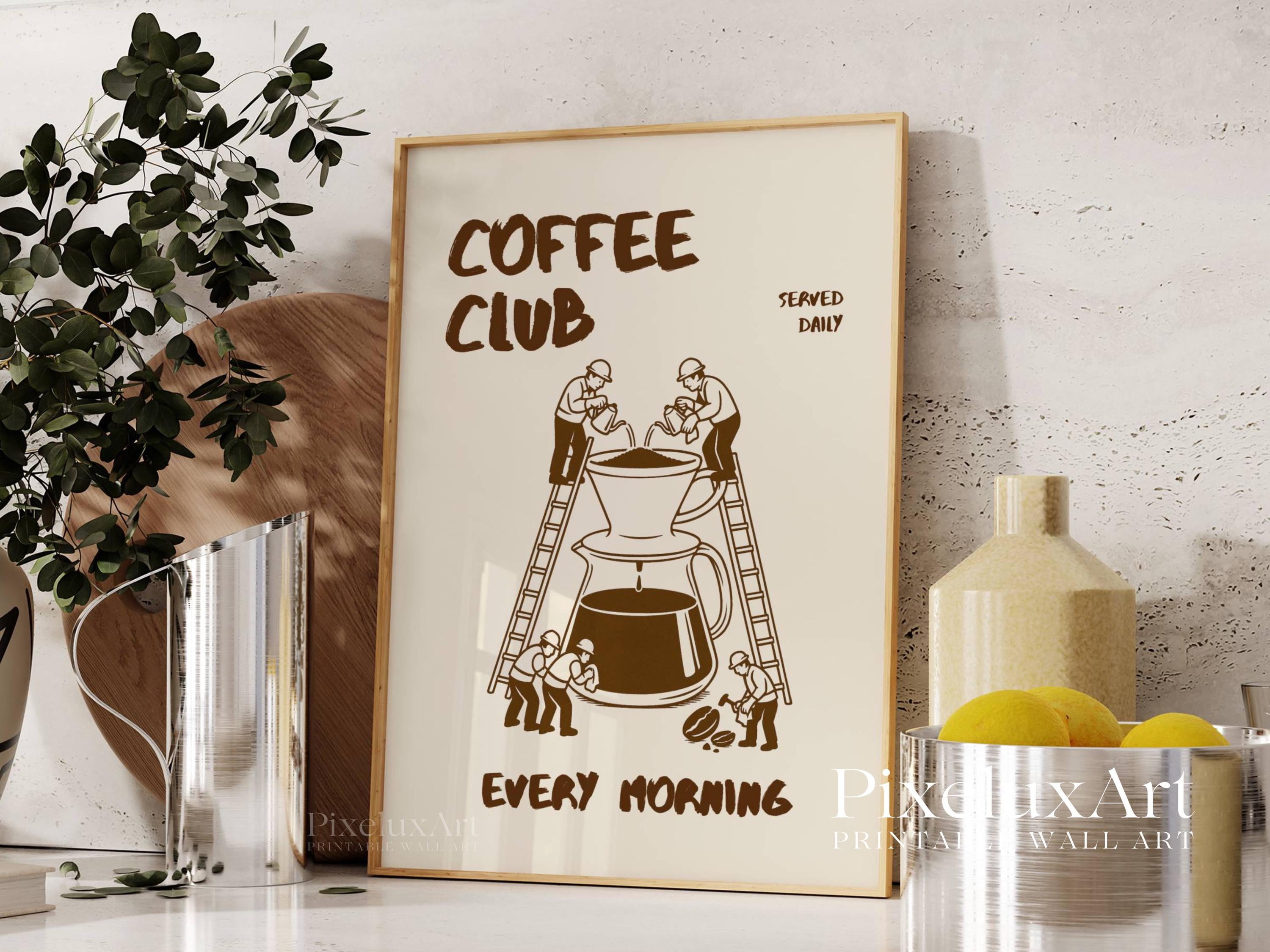 MSFCON Club Coffee Wall Art, Coffee Cart Print, Retro Coffee Poster ...