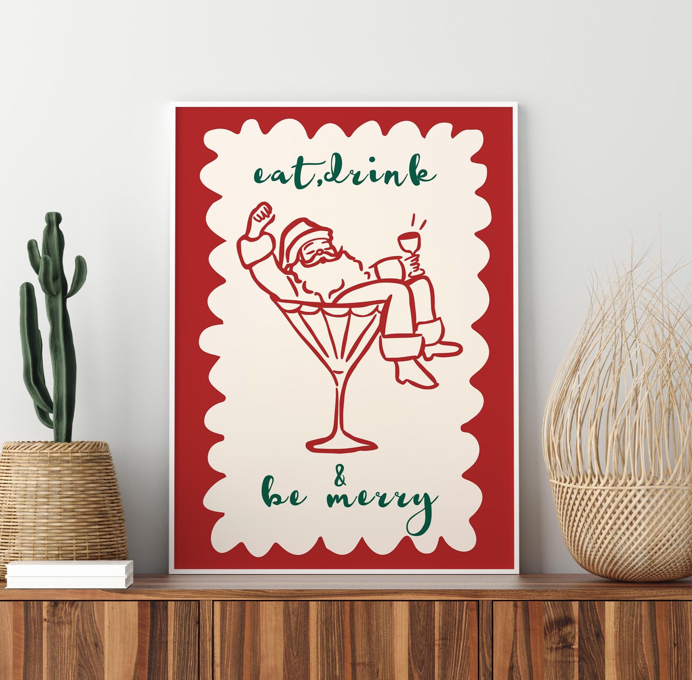 MSFCON Eat Drink and Be Merry Sign, Christmas Wall Art, Holiday Bar ...