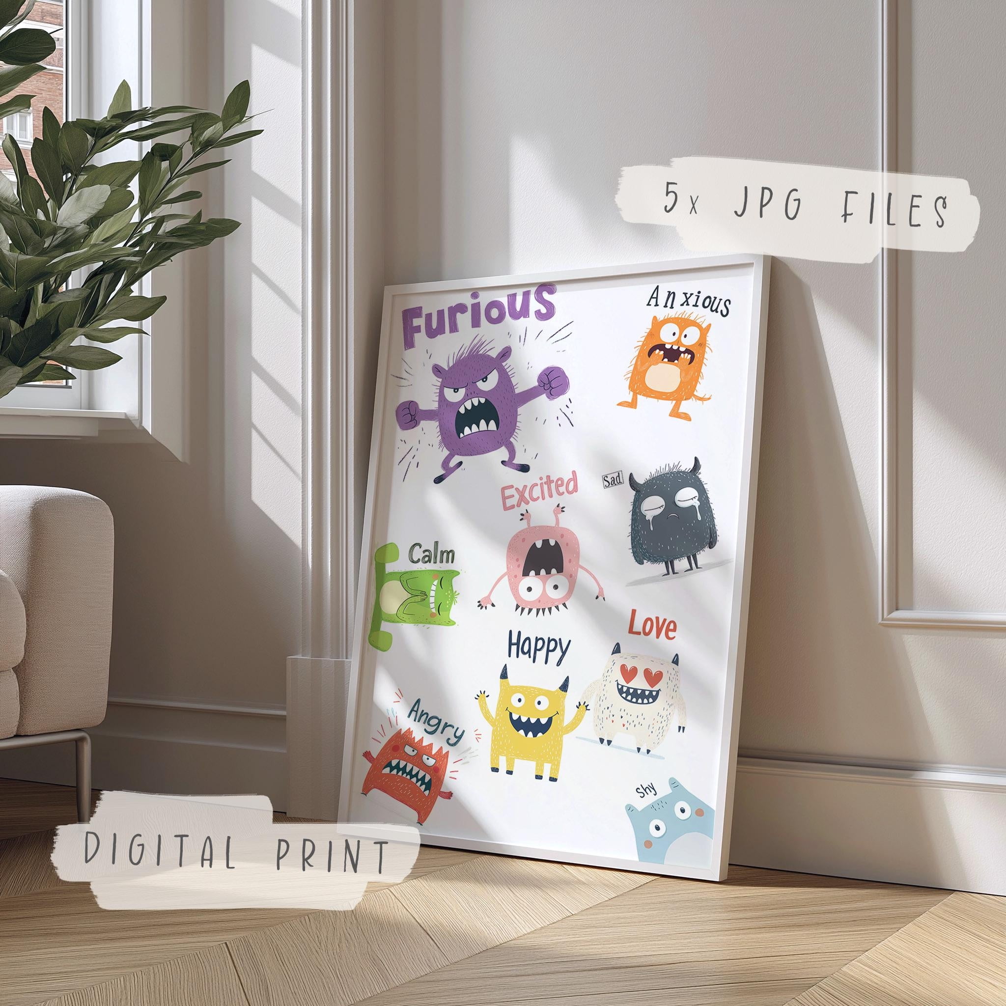 MSFCON Emotion Monsters Print | Nursery Wall Art| Montessori Classroom ...